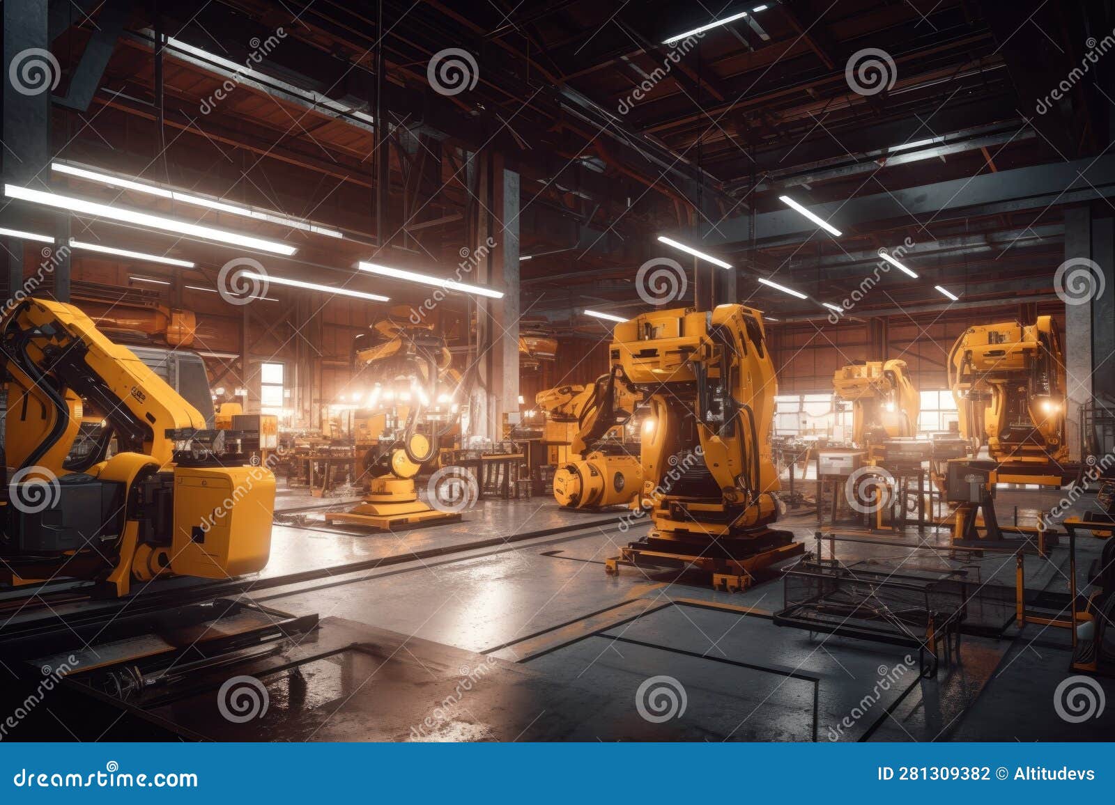 Robot Manufacturing Process With Advanced Technology Vector ...