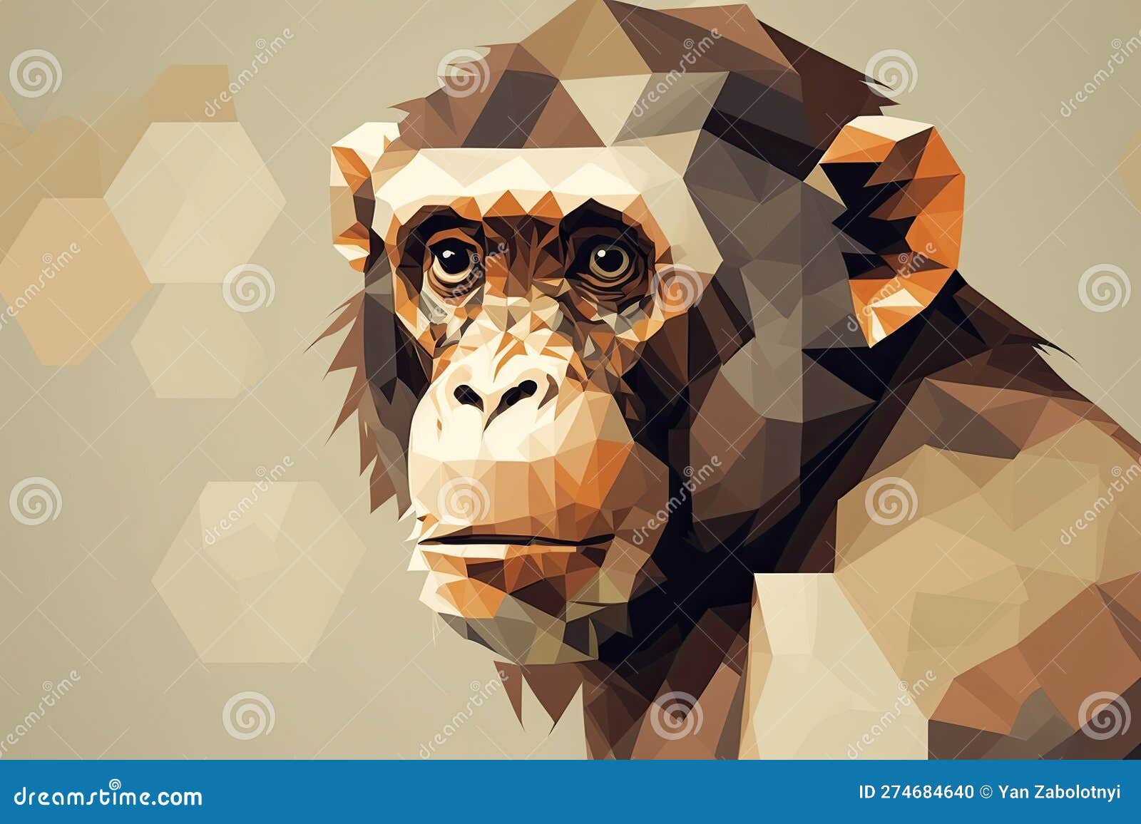 Wide Shot Monkey Geometric Flat Design. Generative AI Stock ...