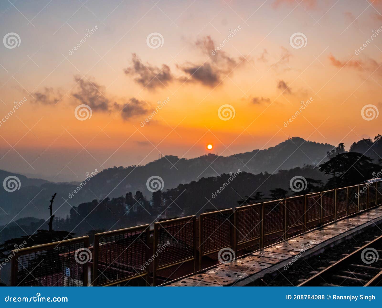 Wide Shot of Mountains and Beautiful Sunset in the Background Stock ...