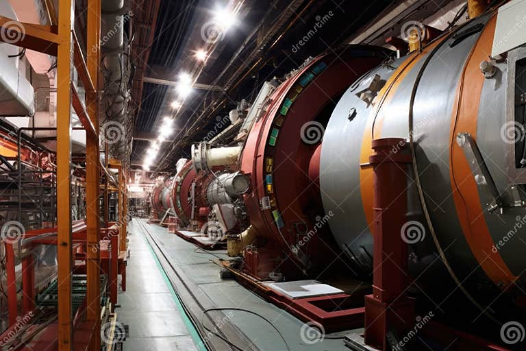 Wide Shot of the Particle Accelerators Interior Structure Stock ...