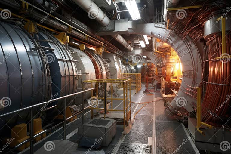 Wide Shot of the Particle Accelerators Interior Structure Stock ...