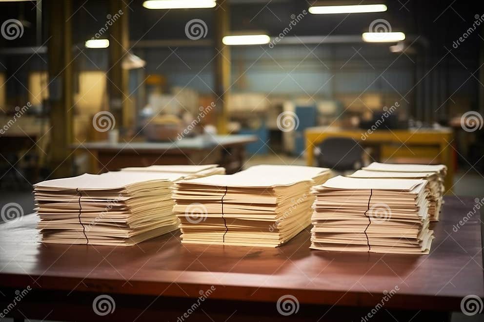 Wide Shot of Script Stacks on Table Stock Illustration - Illustration ...