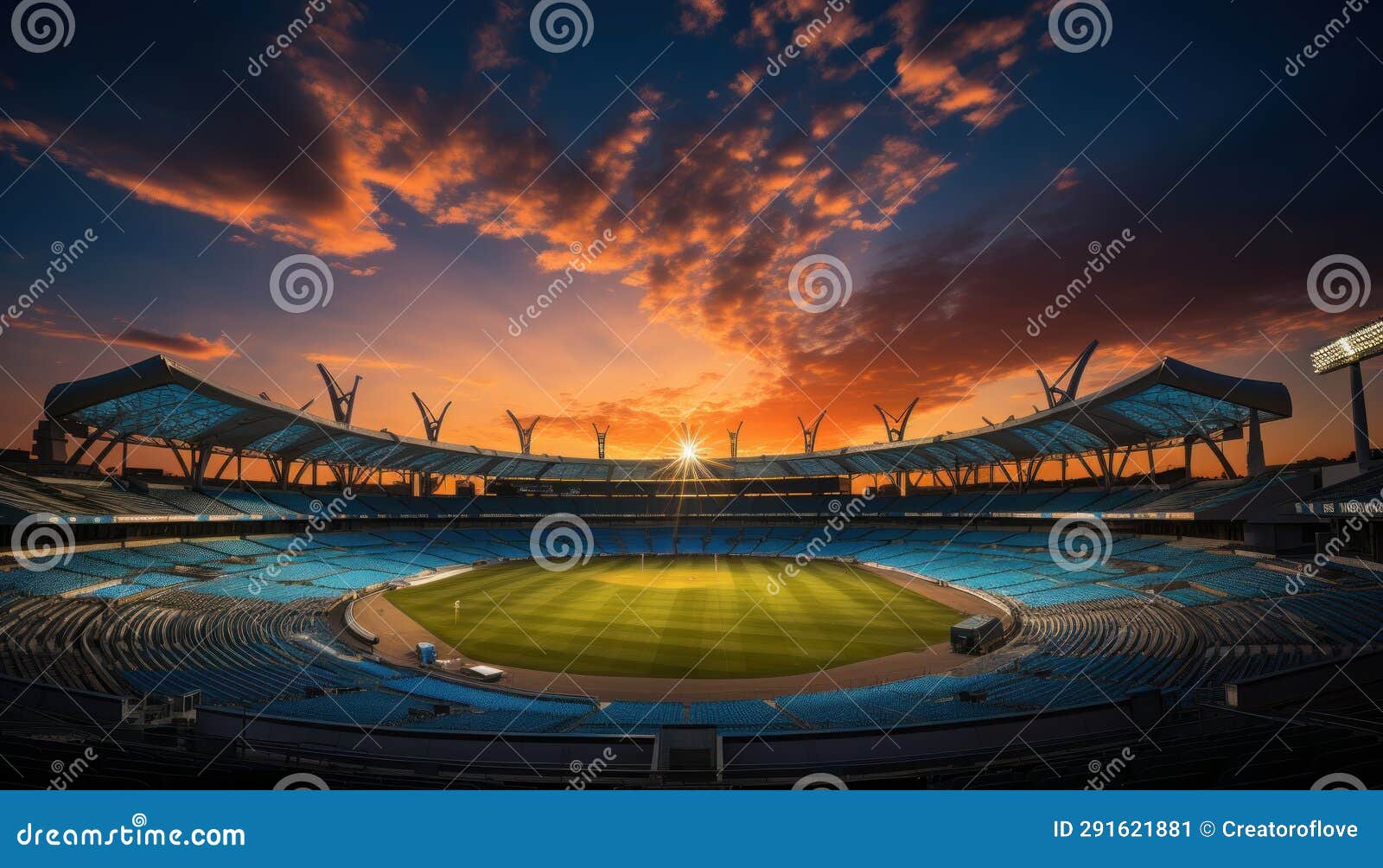 Wide Shot of Stadium in Evening Stock Illustration - Illustration of ...