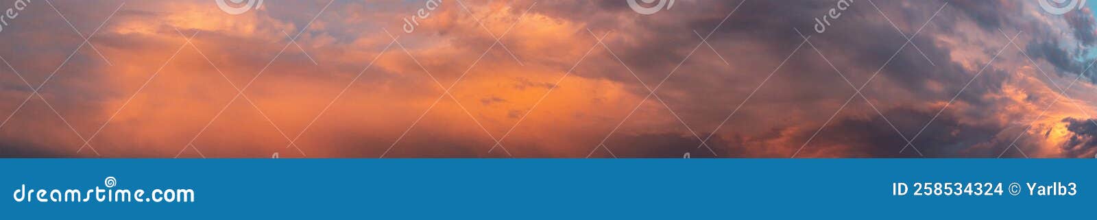 Wide Sky Panorama with Bright Sunset Clouds Stock Photo - Image of ...