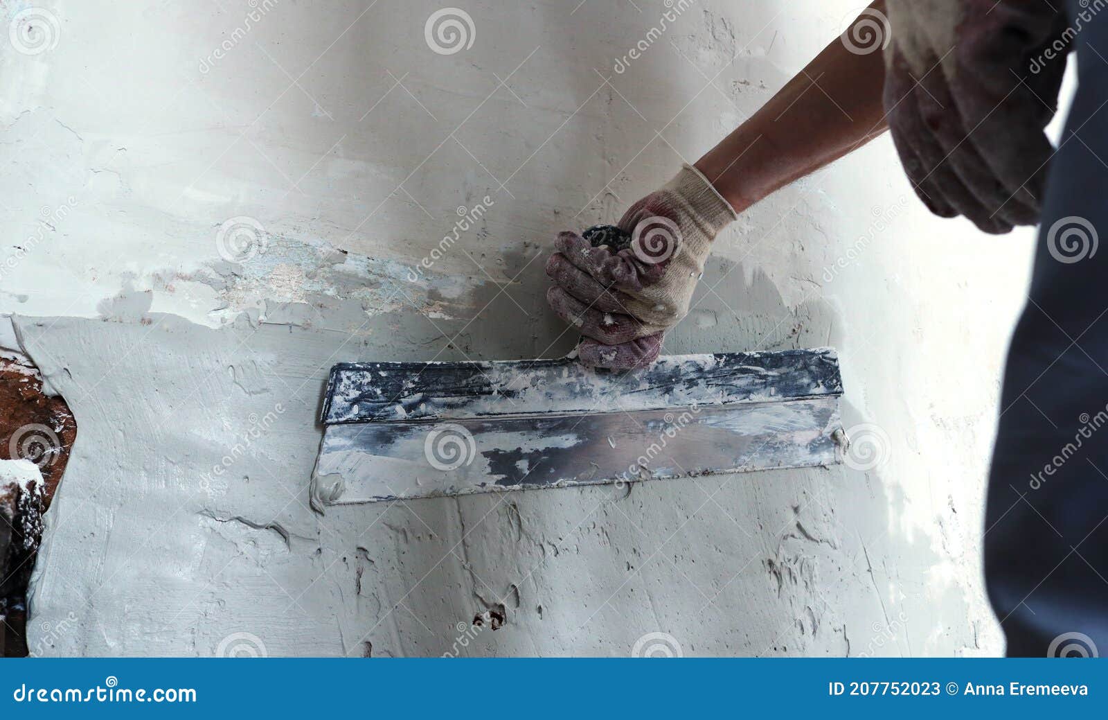 Wide Spatula in the Working Process of Plaster Stock Image - Image of ...