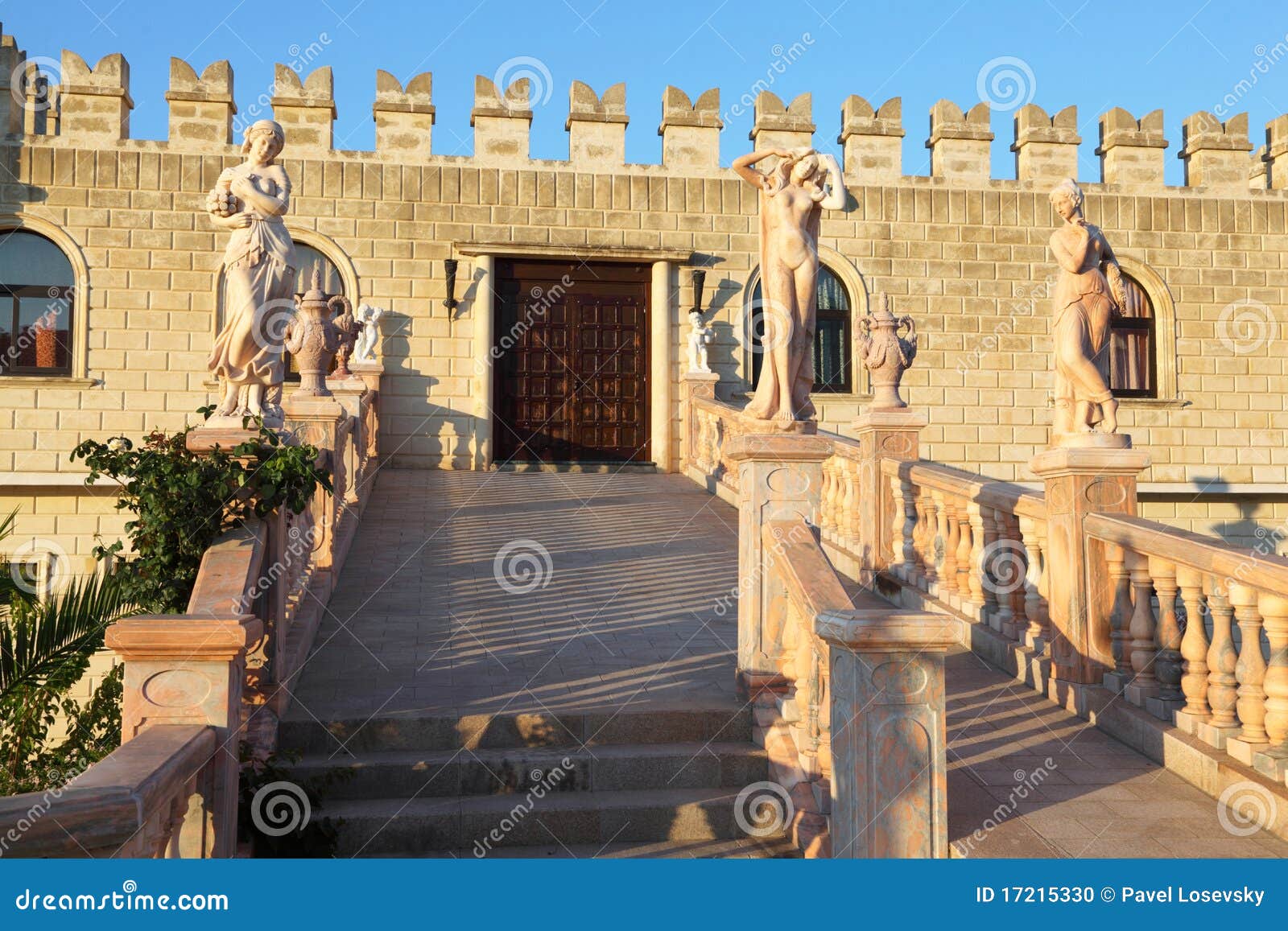 Wide Stair with Ancient Statues and Rails Stock Photo - Image of italy ...