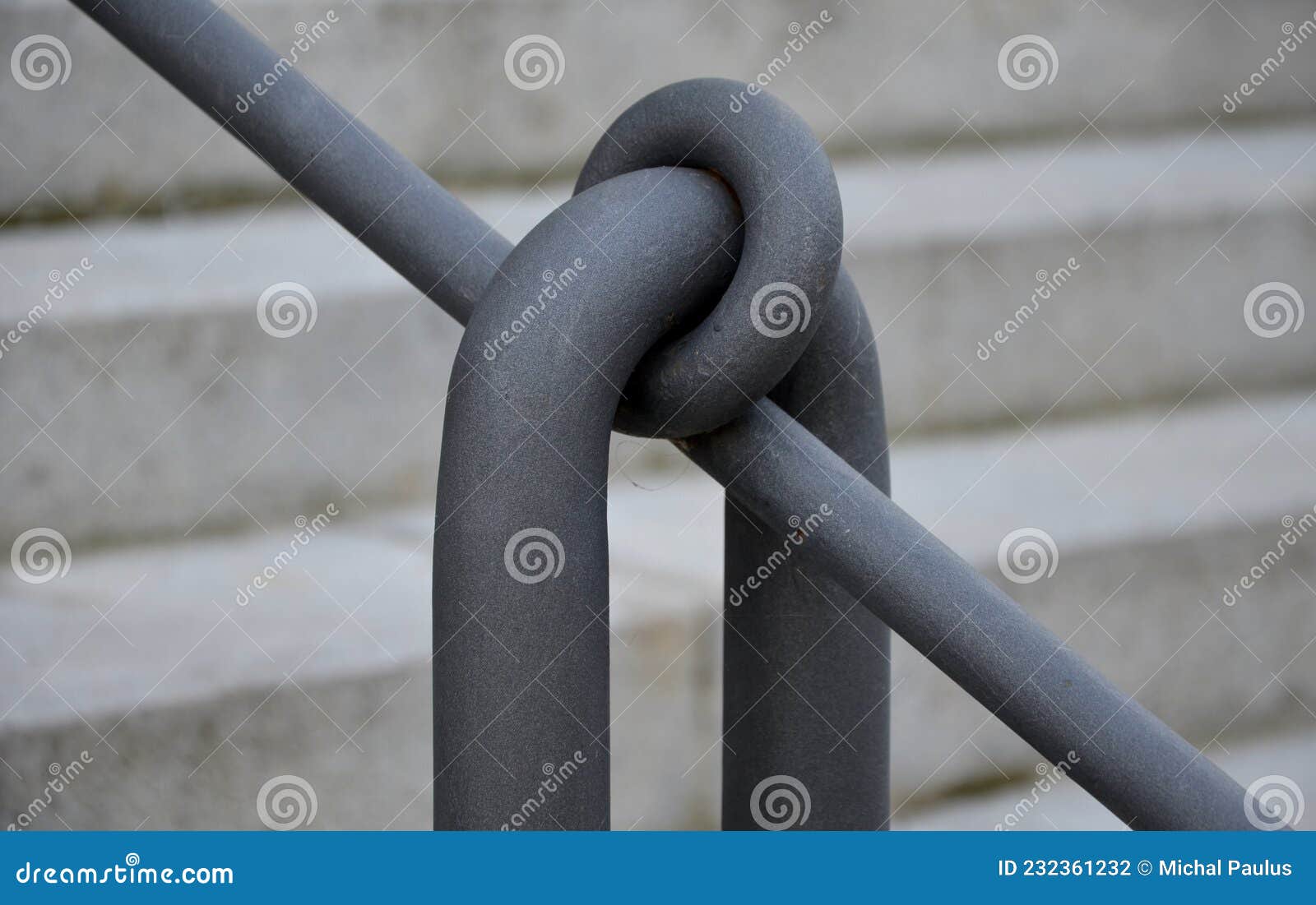 Wide Stone Staircase with Railings in the Middle of the Ramp. Forged ...