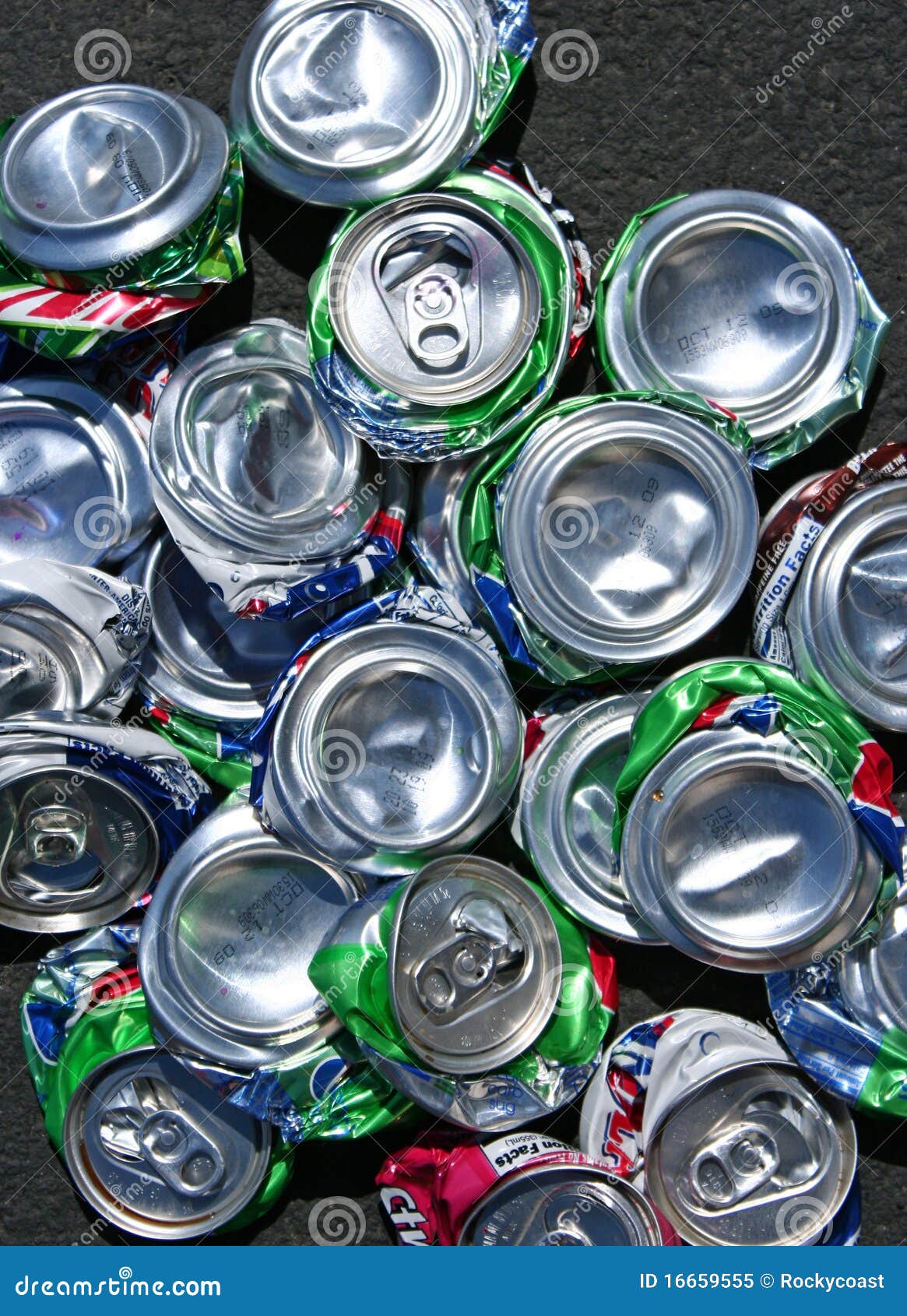 Wide Top View of a Pile of Crushed Soda Cans Stock Image - Image of ...