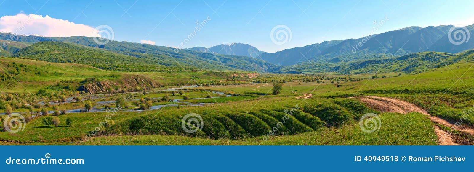 Wide Valley of the River in Mountains Stock Photo - Image of beauty ...