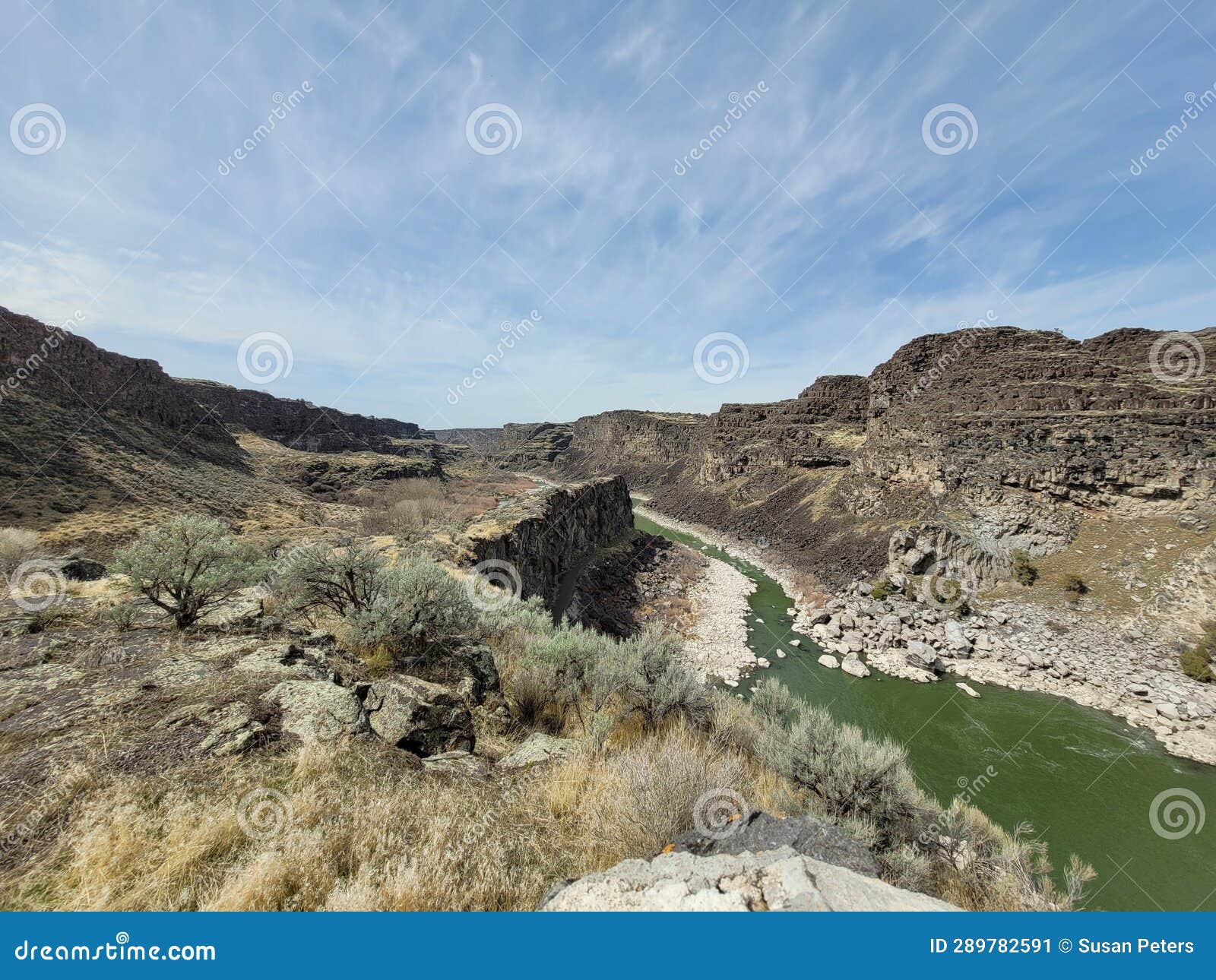 Wide Valley with a Shallow River Stock Image - Image of landscape ...