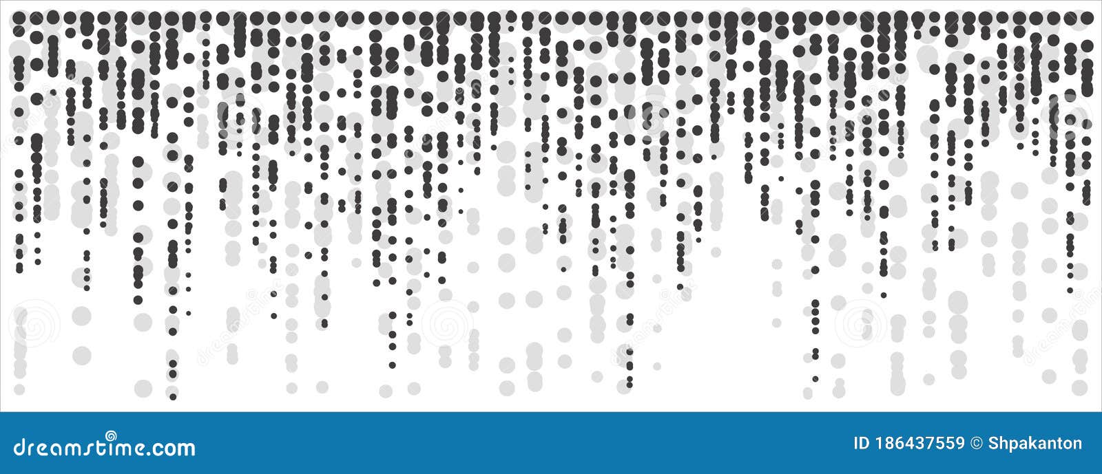 Wide Vector Halftone Dots Background. Falling Black Dots Lines on White ...