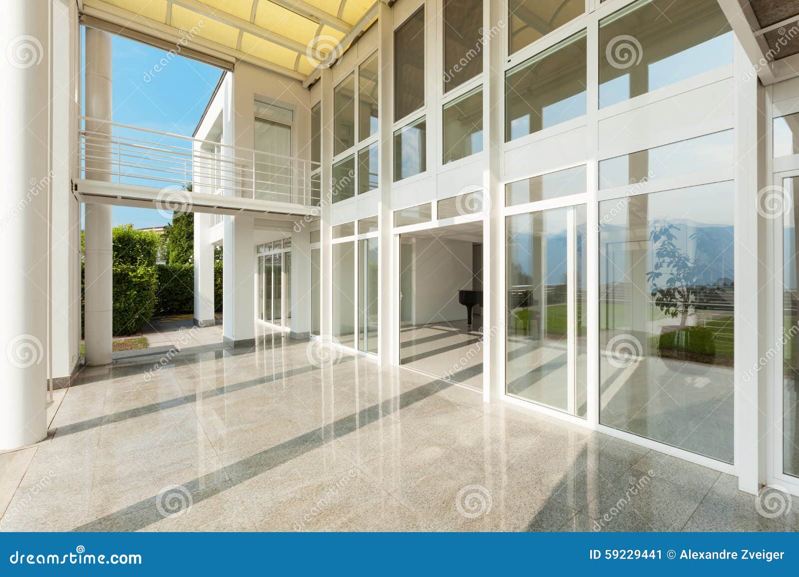 Wide Veranda of a Modern House Stock Image - Image of design, housing ...