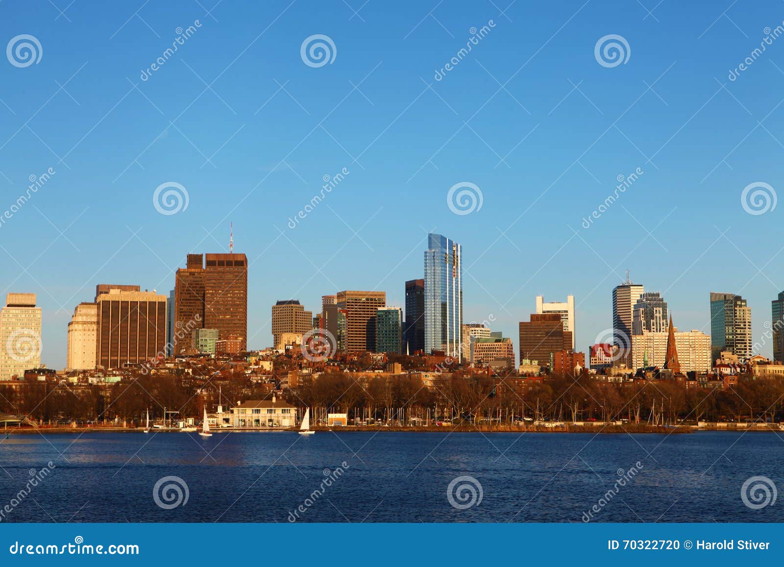 Wide View of the Boston, Massachusetts Skyline Stock Photo - Image of ...