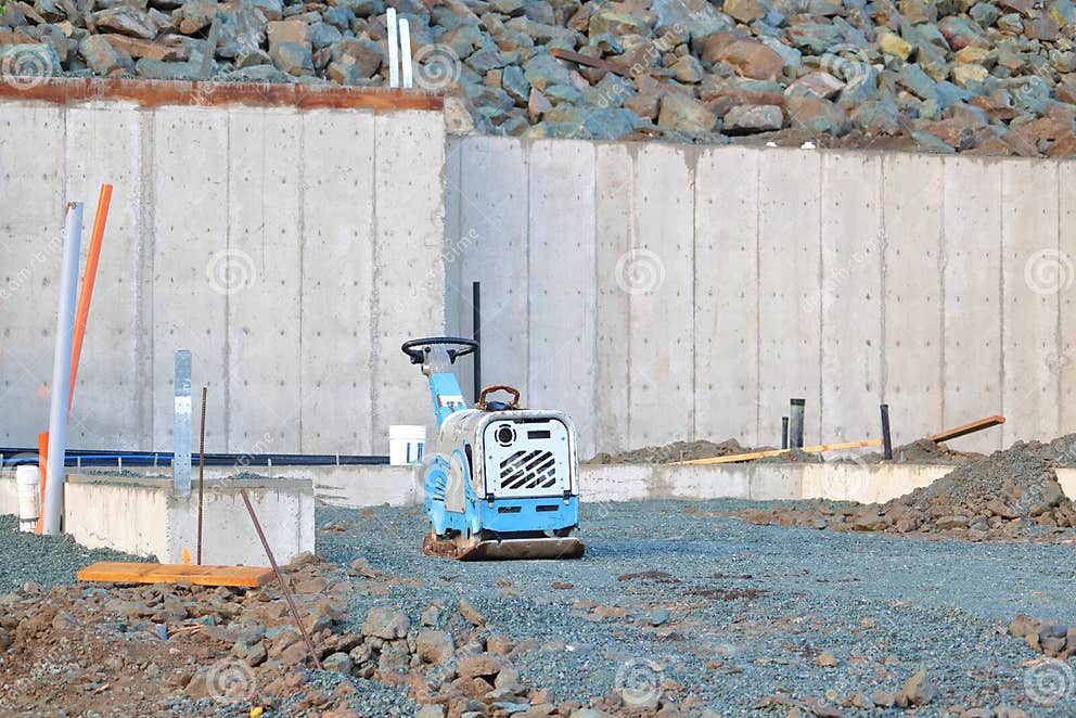 Soil Compacting and Machine Stock Photo - Image of compacting ...