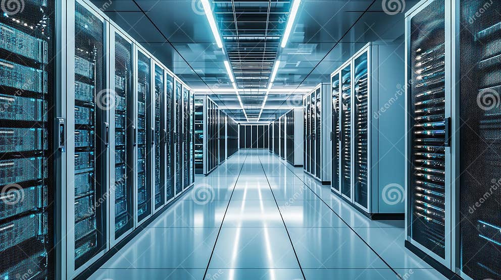A Wide View of a Data Center Filled with Computer Servers Stock Image ...