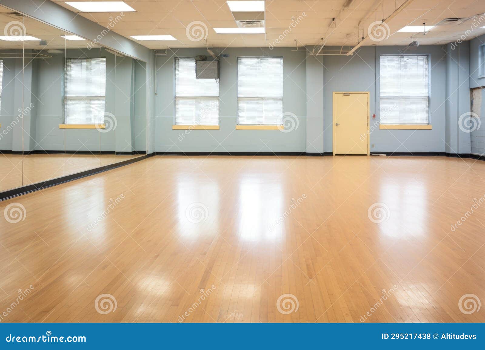 Wide View of an Empty Dance Studio Stock Illustration - Illustration of ...