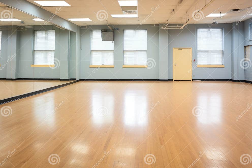 Wide View of an Empty Dance Studio Stock Photo - Image of light ...