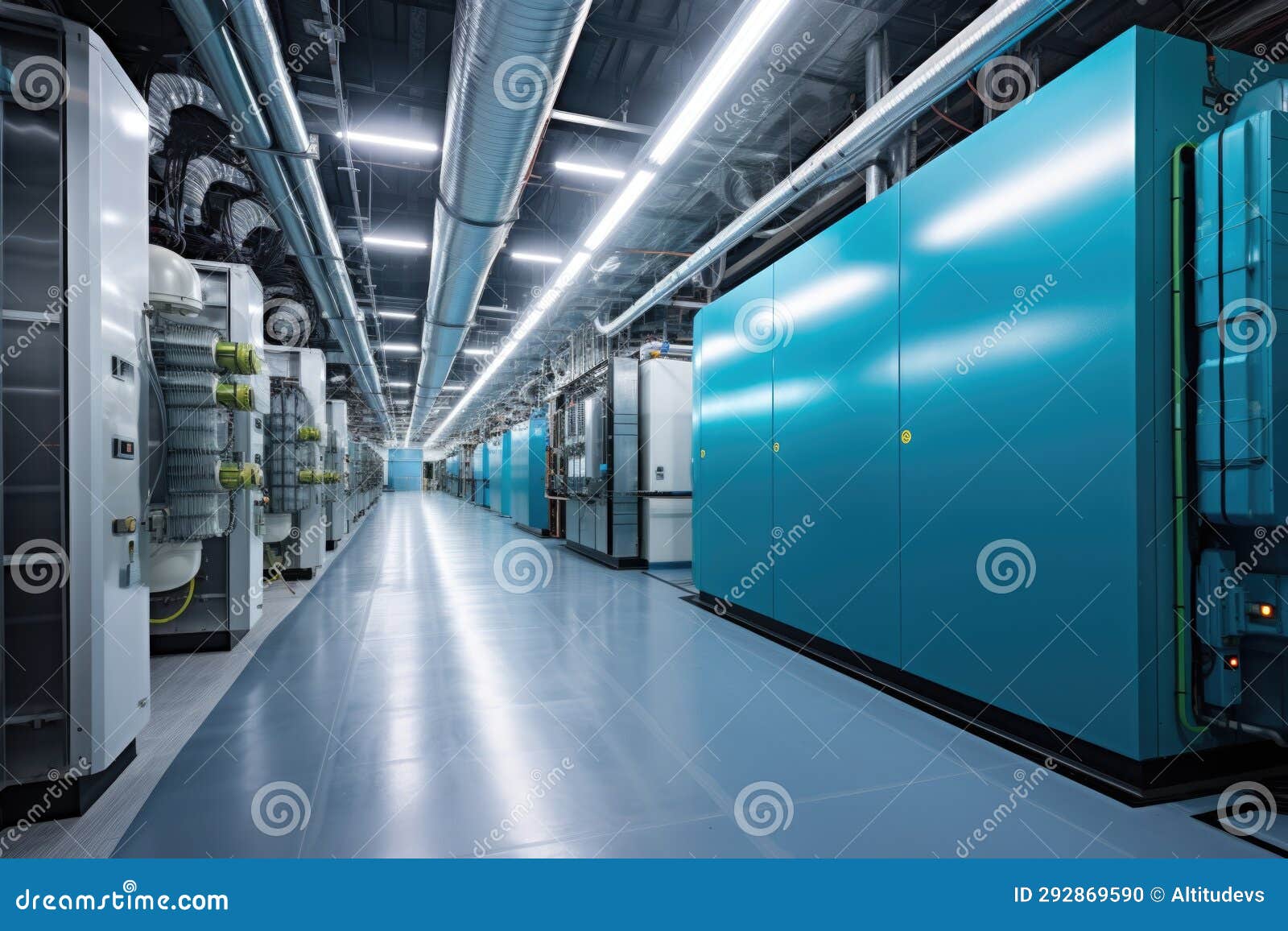 Wide View of a Futuristic, Secure Data Center Stock Photo - Image of ...