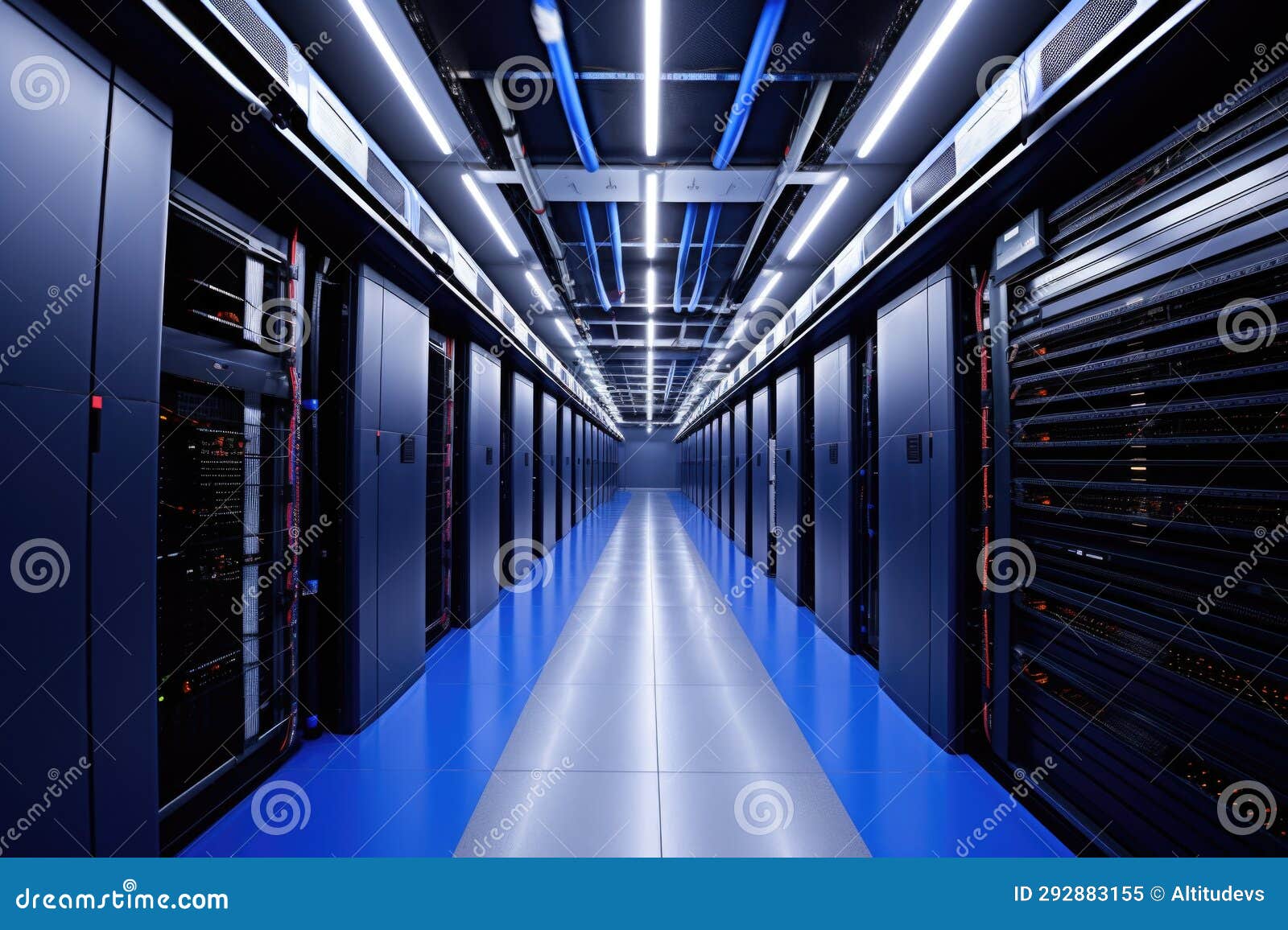 Wide View of a Futuristic, Secure Data Center Stock Image - Image of ...