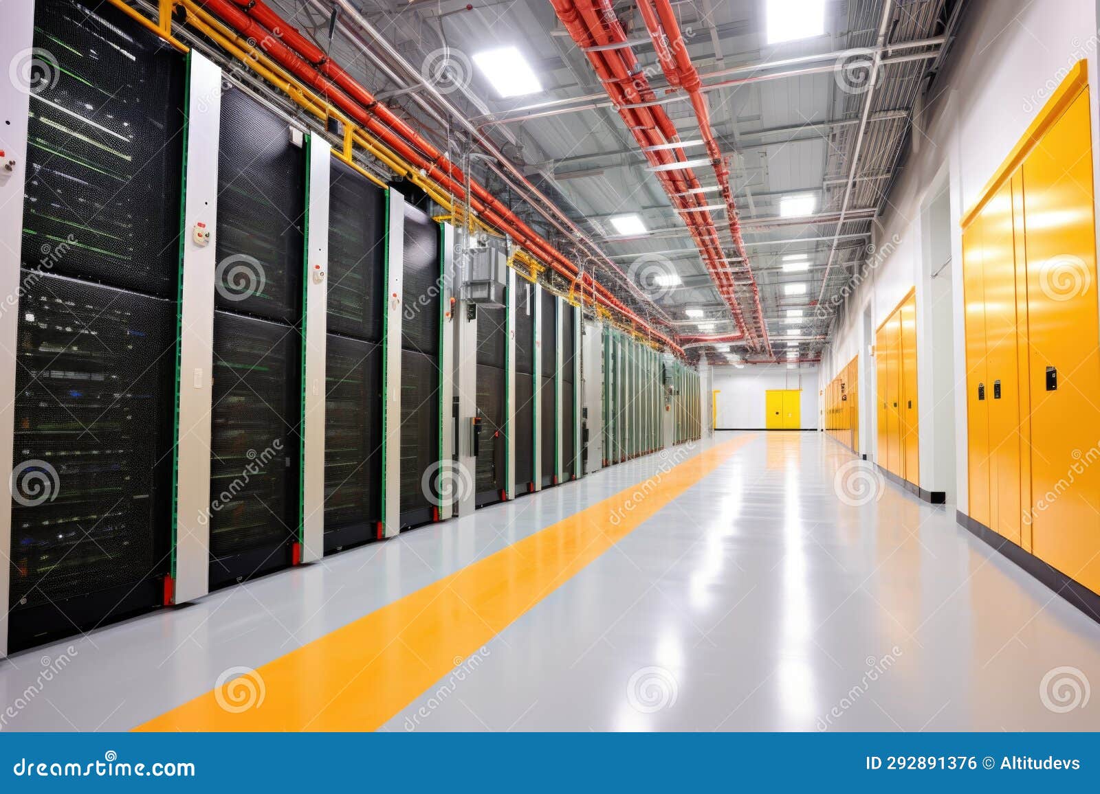 Wide View of a Futuristic, Secure Data Center Stock Photo - Image of ...