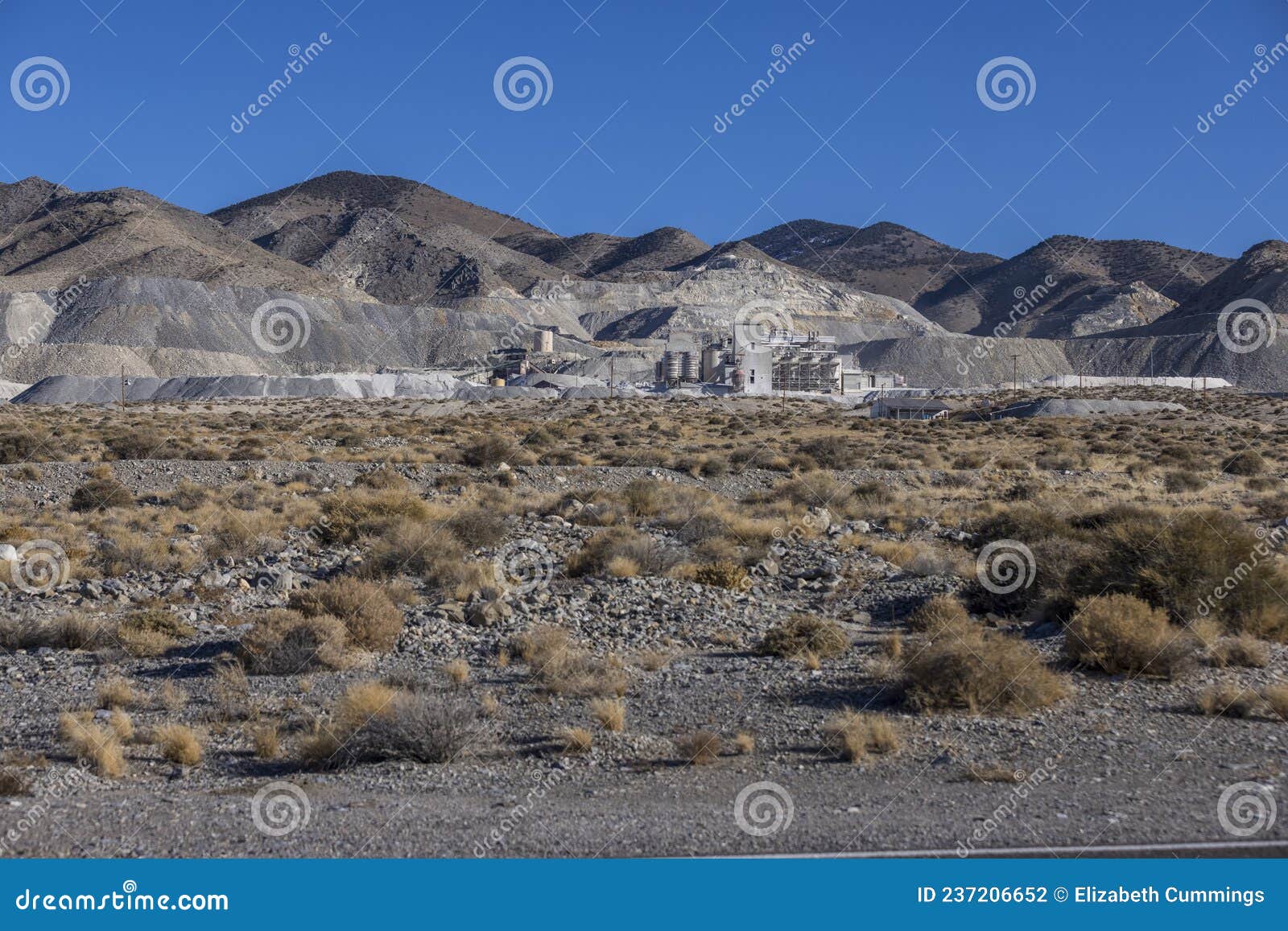 Wide View of Industrial Mining Operation in Front of Large Tailing ...