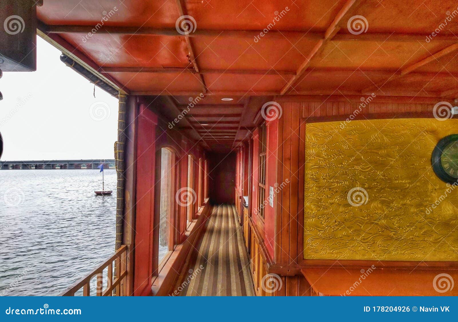Wide View of Interior of the Wooden Boat with the Glimpse of the ...