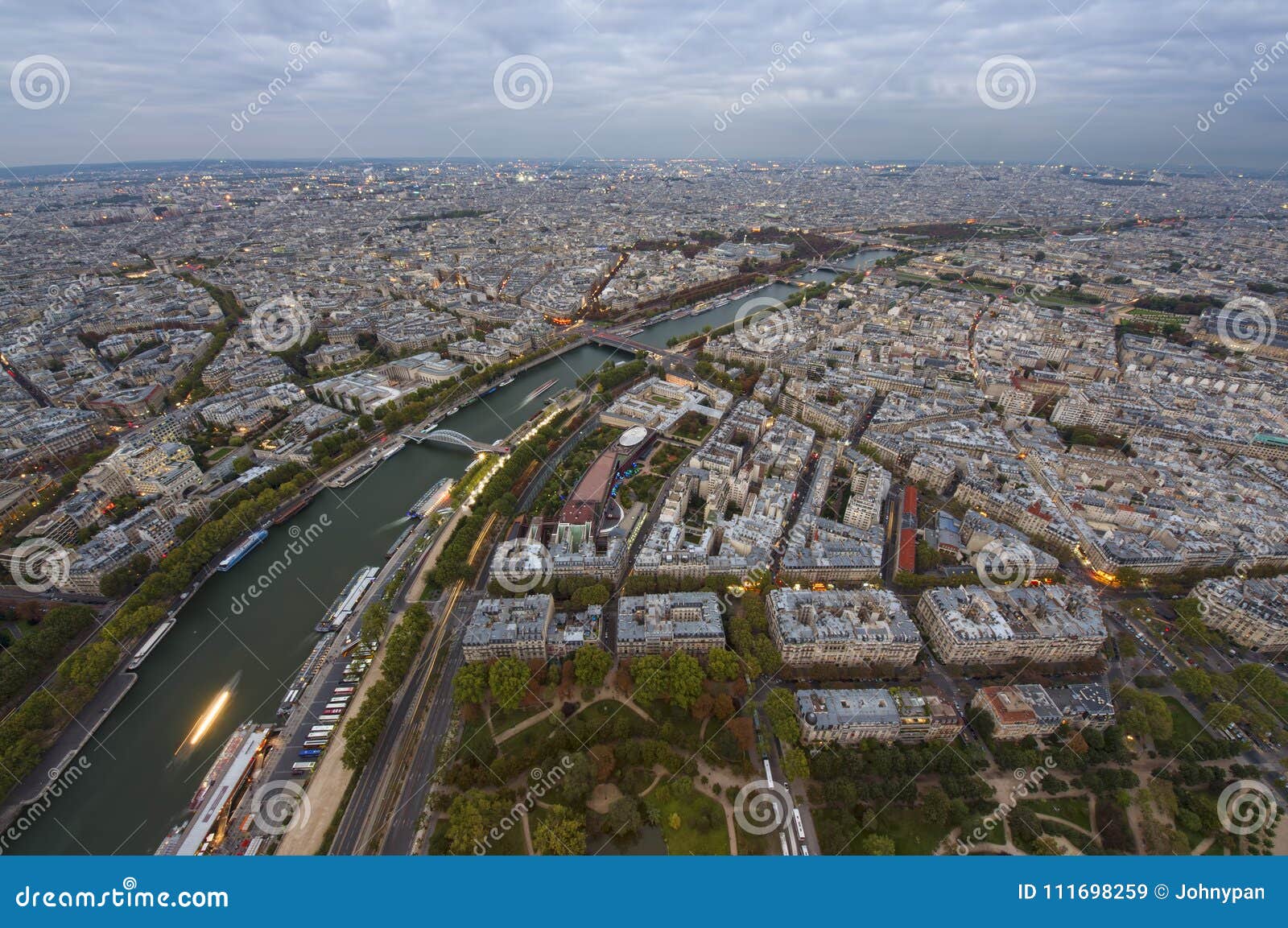Wide view of Paris city stock image. Image of attraction - 111698259