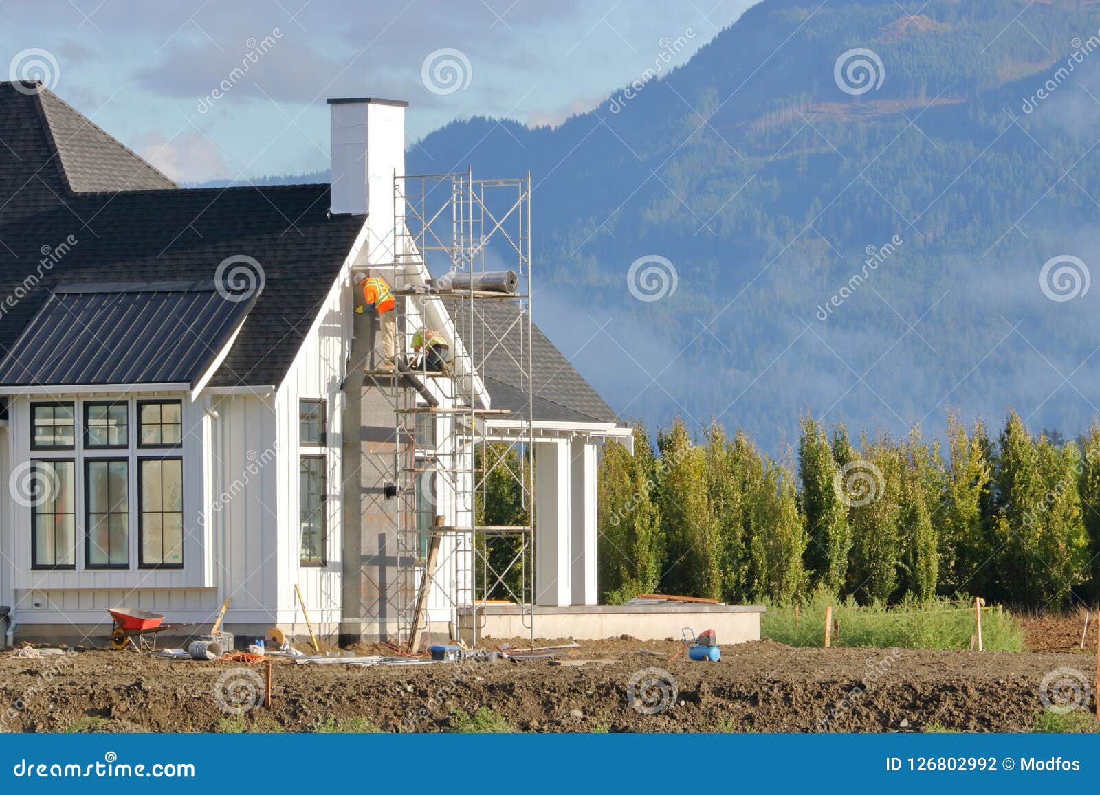 Constructing House Addition Stock Photo - Image of extension, outside ...