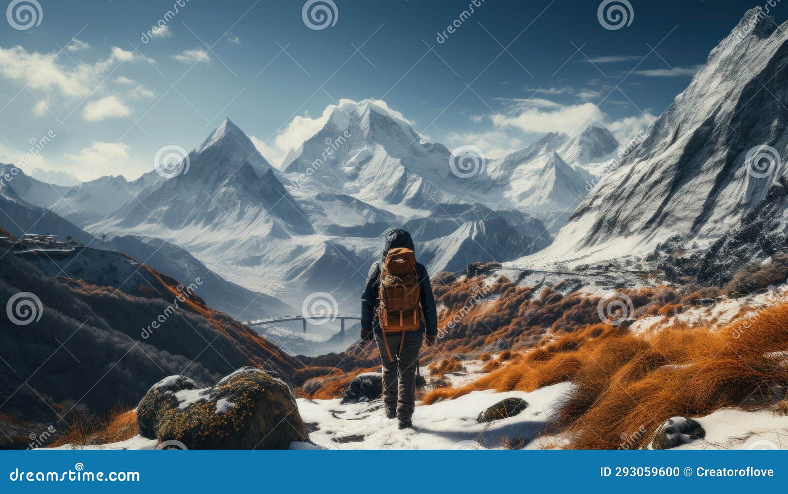 Wide View Shot of the Adventurous Man Stock Illustration - Illustration ...