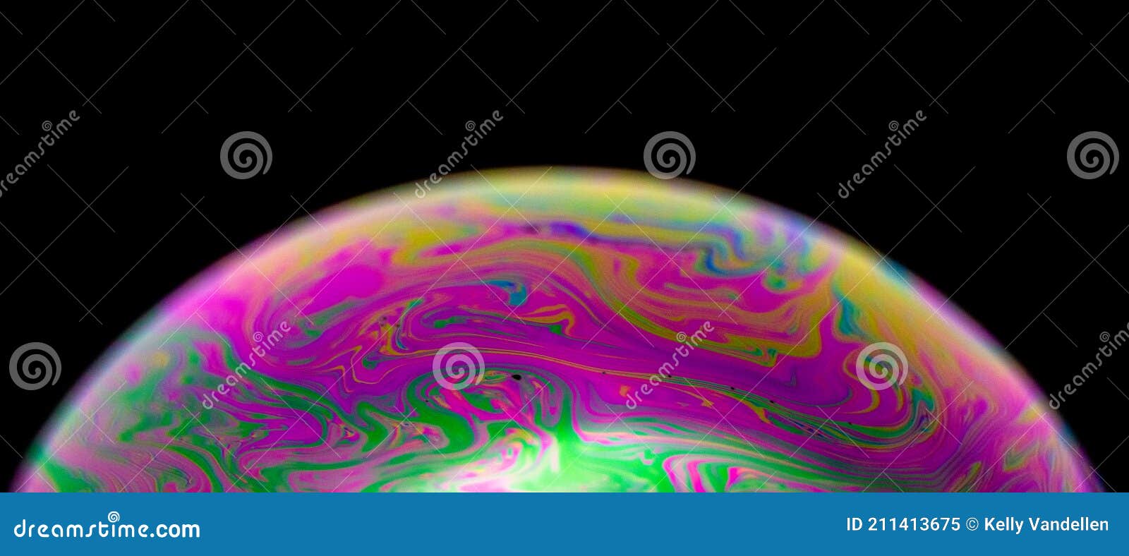 Wide View of Top Half of Bubble Stock Image - Image of swirls, black ...