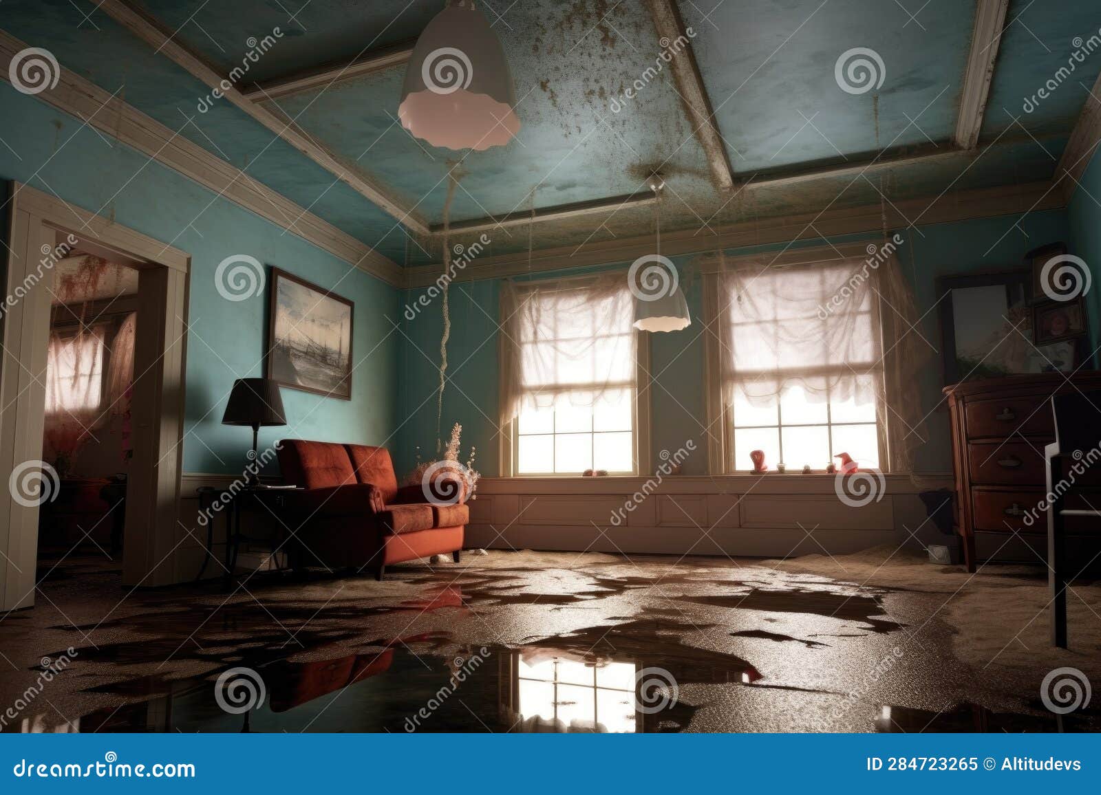 Damp Ceiling Corner With Spreading Discoloration Stock Image ...