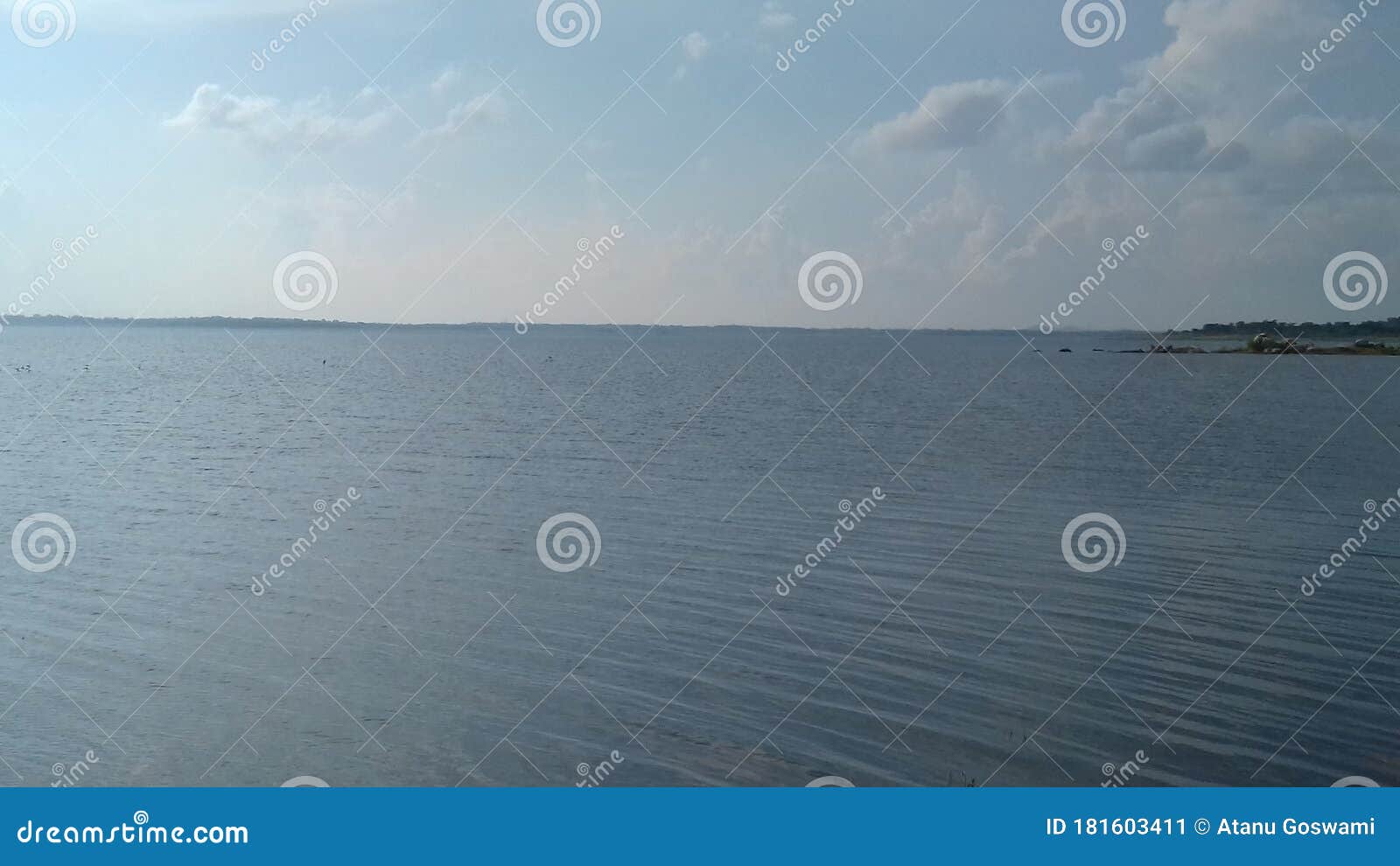 A Wide View of Water Side with Blue Sky Stock Image - Image of water ...