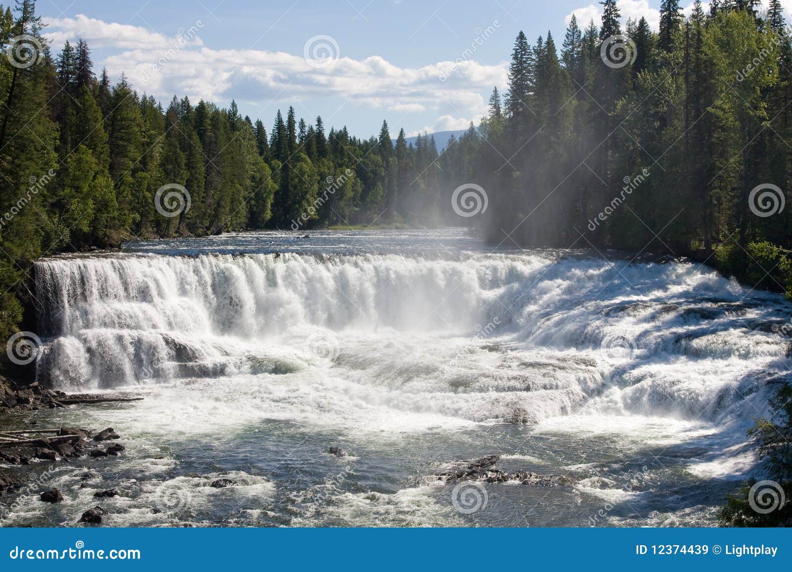 Wide waterfall stock image. Image of white, dawson, forest - 12374439