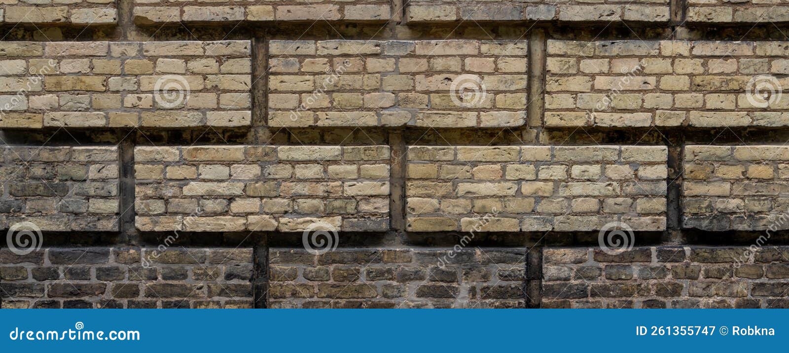 Wide Weathered Beige Brown Brick Wall Background Stock Image - Image of ...