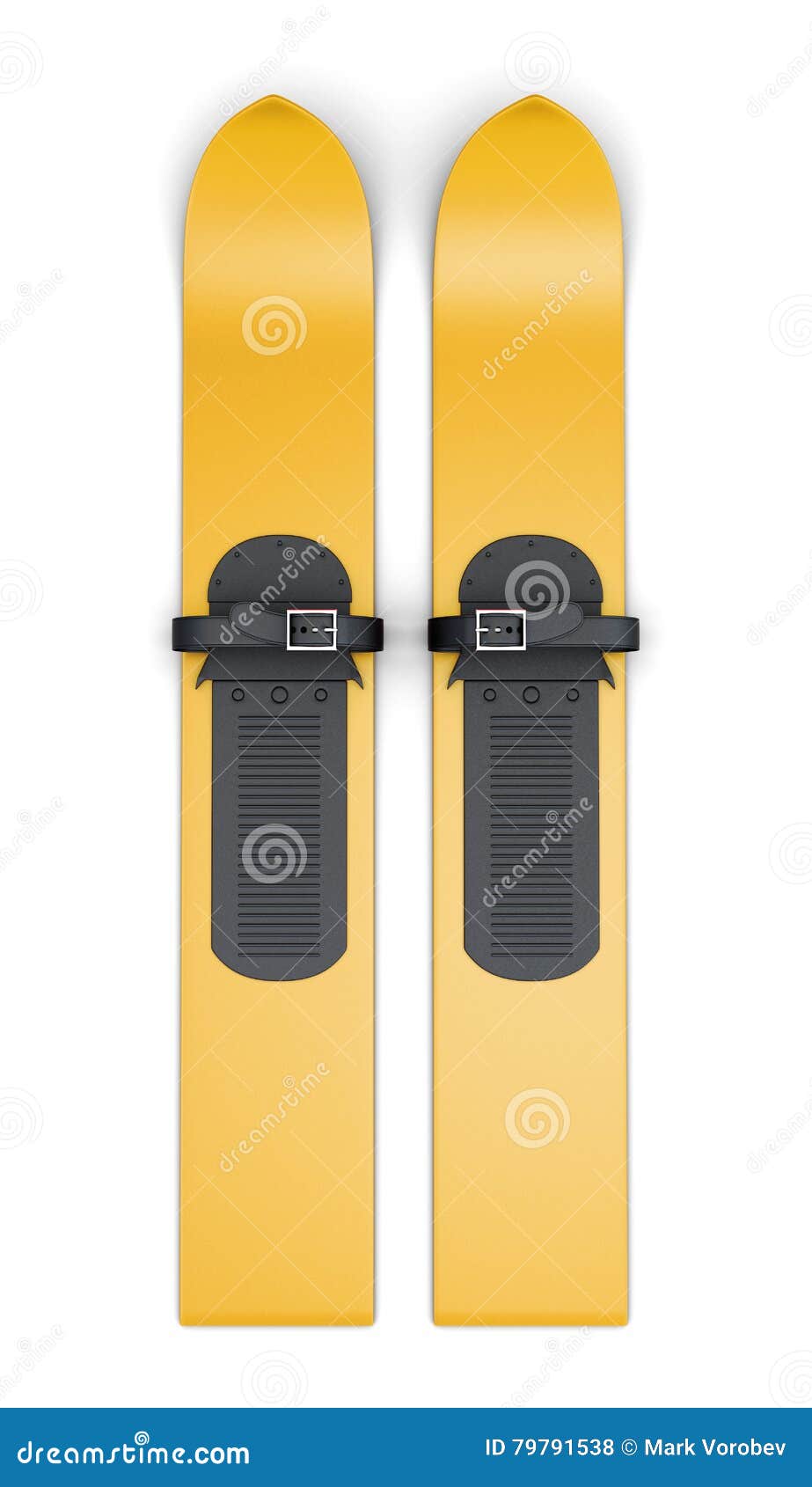 Wide Yellow Skis on a White Background. 3d Rendering Stock Illustration ...