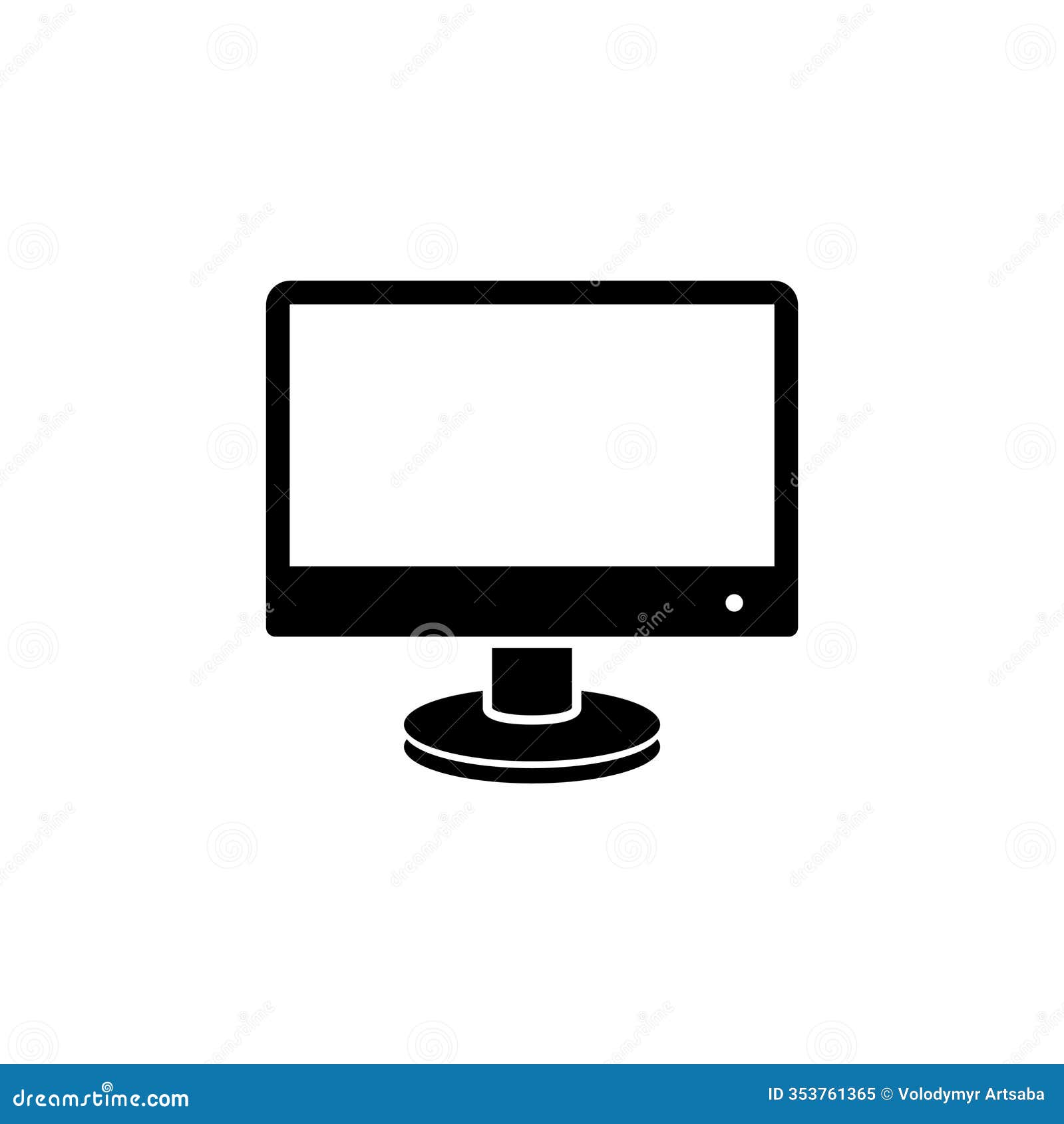 Flat Monoblock Illustration And Black Silhouette. AiO PC. LCD Display ...