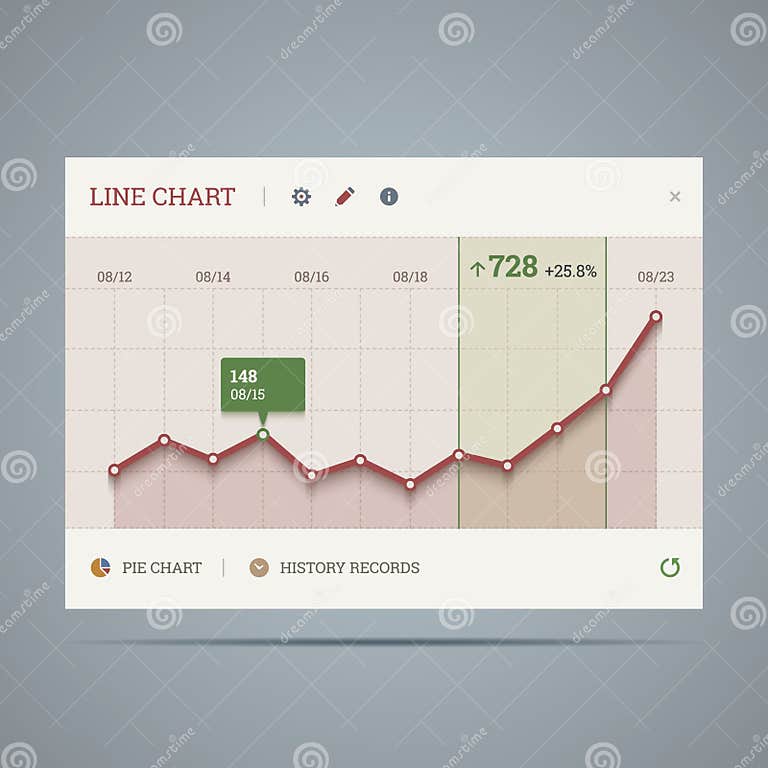 Widget with Growing Line Chart and Icons. Stock Vector - Illustration ...