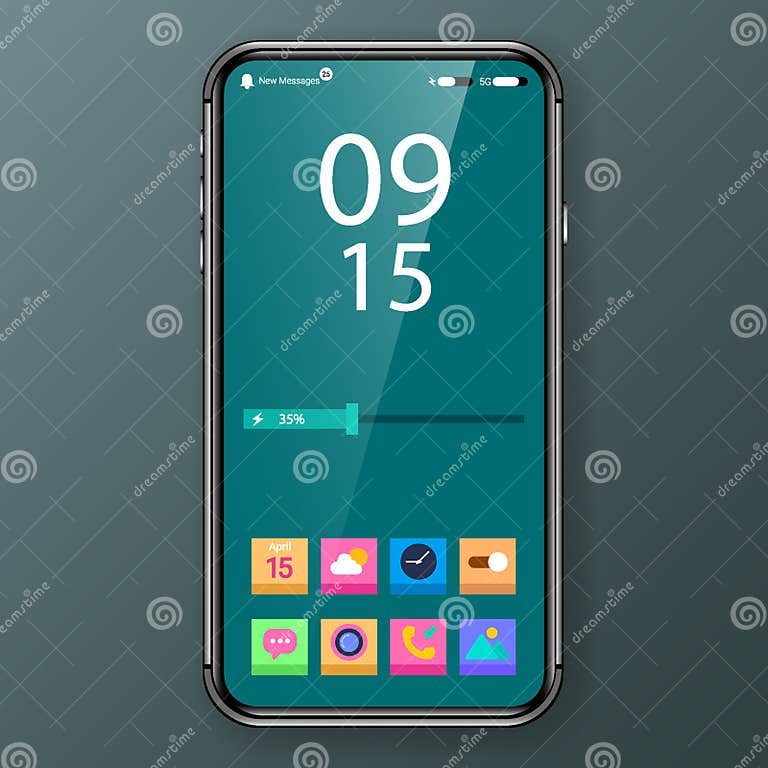 Widget Mobile Application User Interface Home Screen for Phone Stock Vector - Illustration of ...