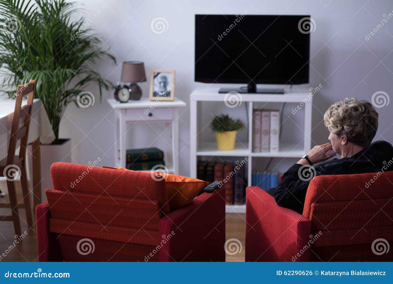 Widow Sitting in Living Room Stock Photo - Image of depressed ...