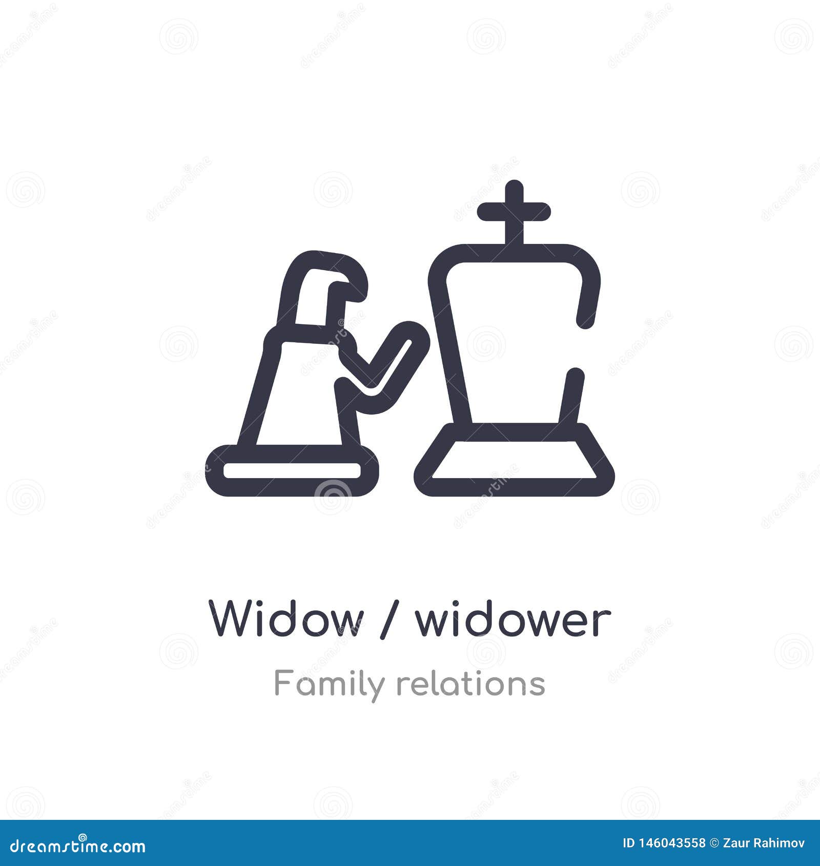 Widow / Widower Outline Icon. Isolated Line Vector Illustration from ... Widow / Widower Outline Icon. Isolated Line Vector Illustration from ...