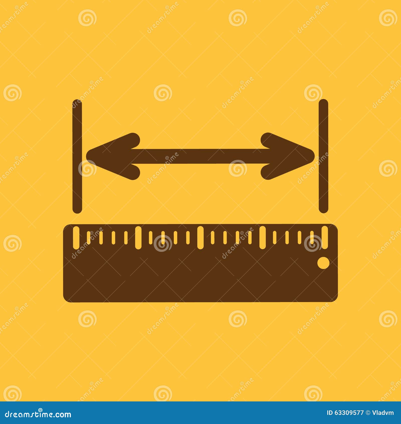 The Width Measurement Icon. Ruler And Straightedge, Scale Symbol. Flat ...