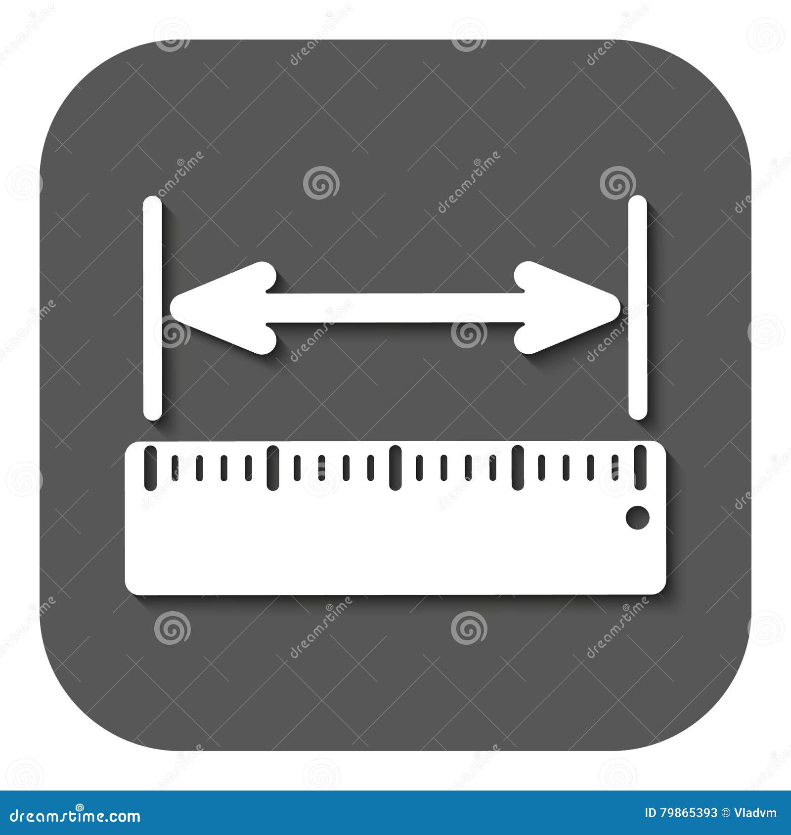 The Width Measurement Icon. Ruler And Straightedge, Scale Symbol. Flat ...