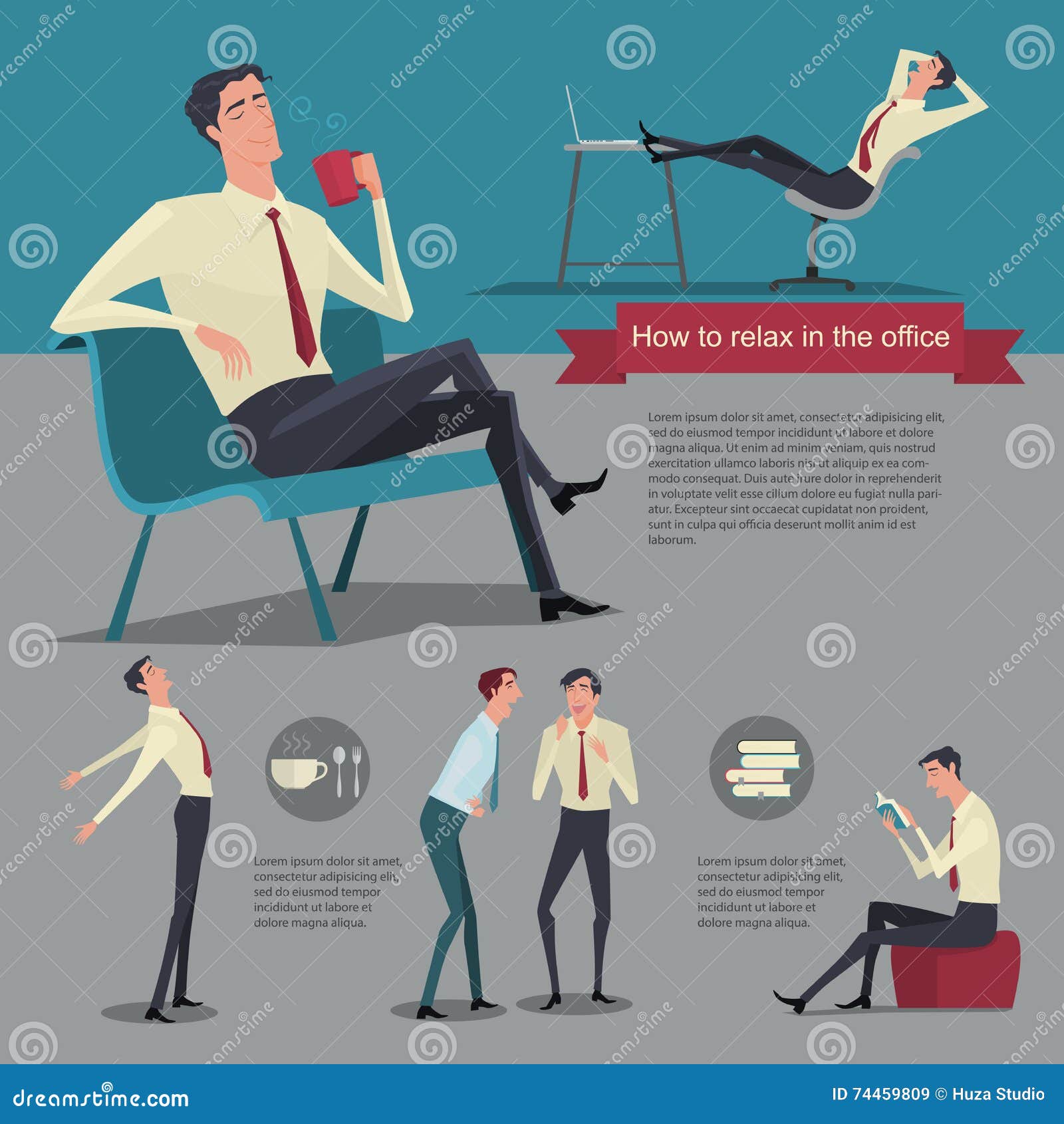 Wie Man Zwischen Arbeit Entspannt Vektor Abbildung - Illustration von ...