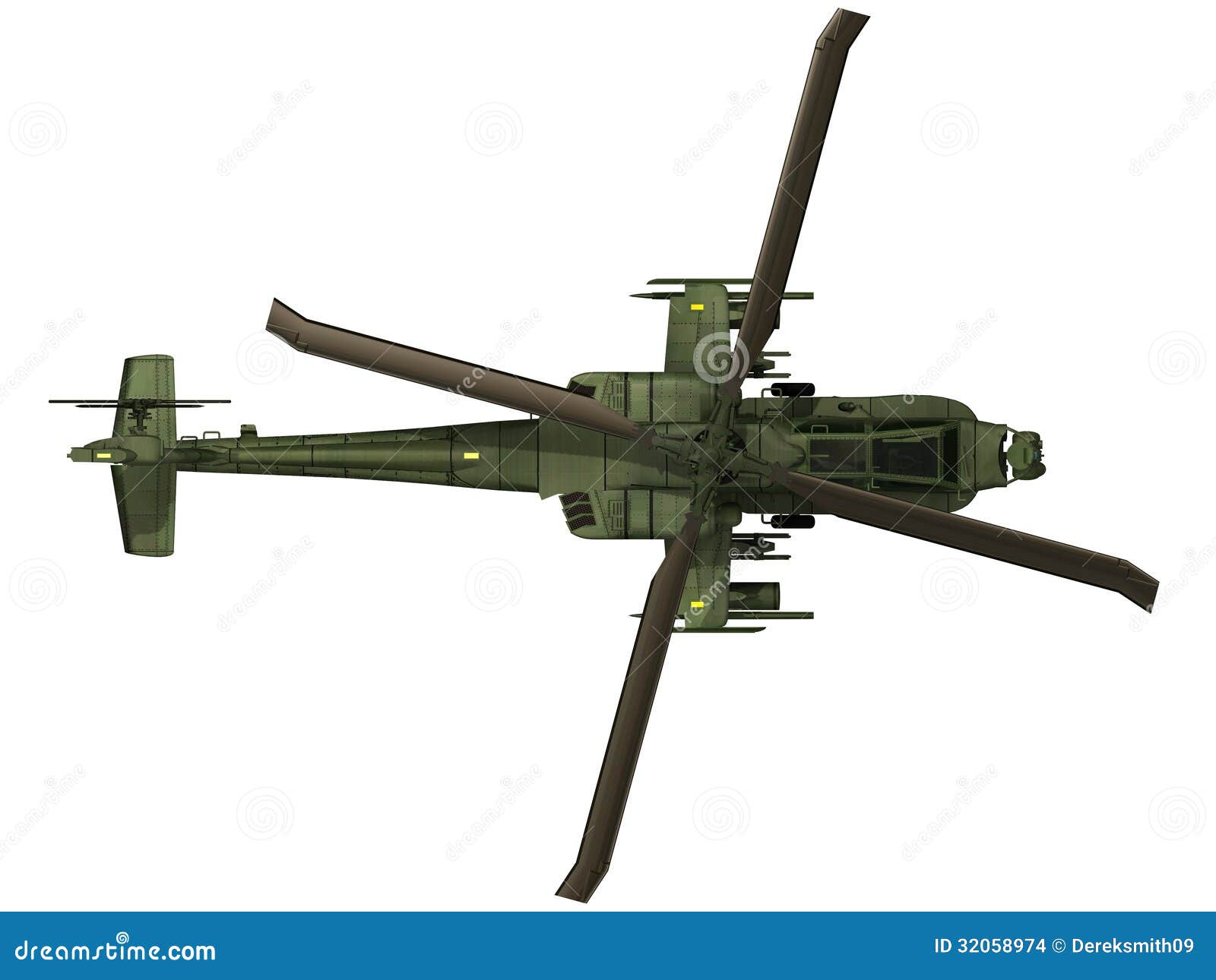Wiedergabe 3d Eines AH-64 Apache - Draufsicht Stock Abbildung ...