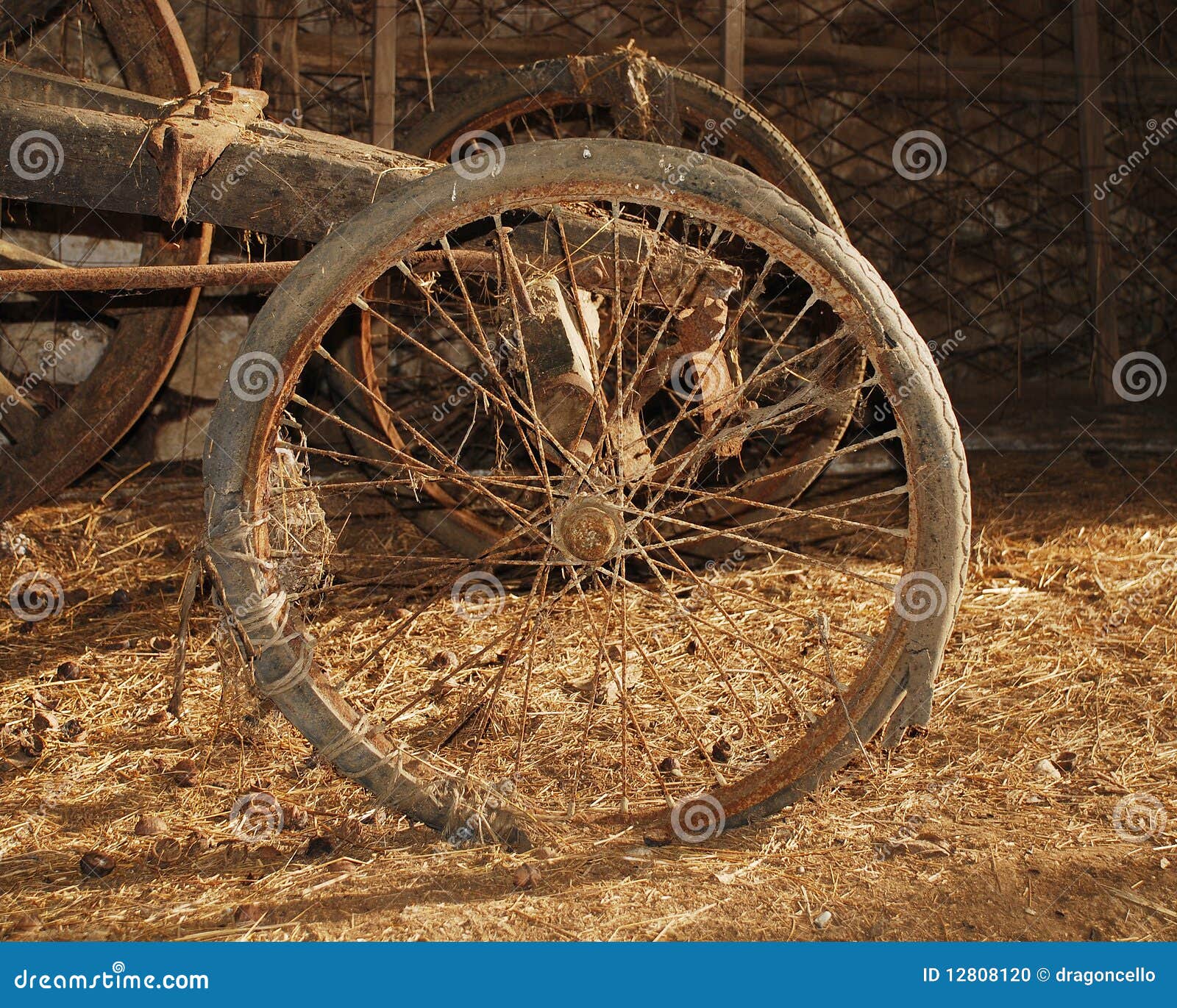 Wiel op Oude Houten Kar stock foto. Image of landbouw - 12808120
