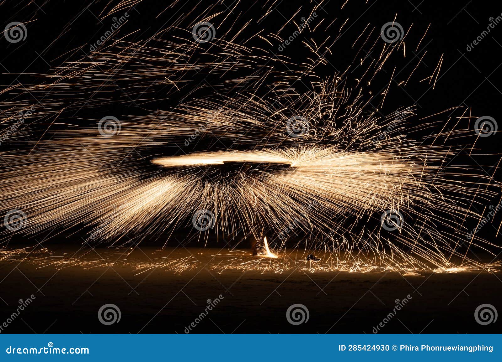 Wielding a Torch Show in the Night Stock Photo - Image of moon, island ...