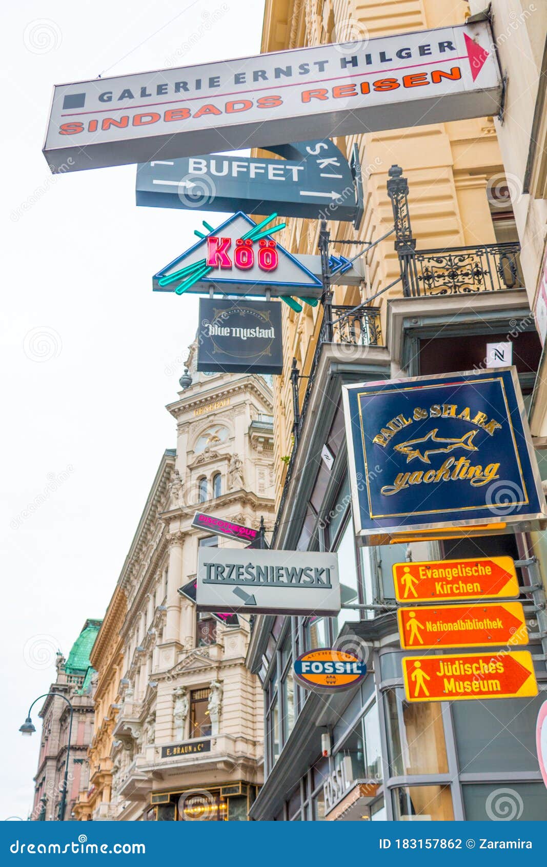 Street signs in Vienna editorial photography. Image of street - 183157862