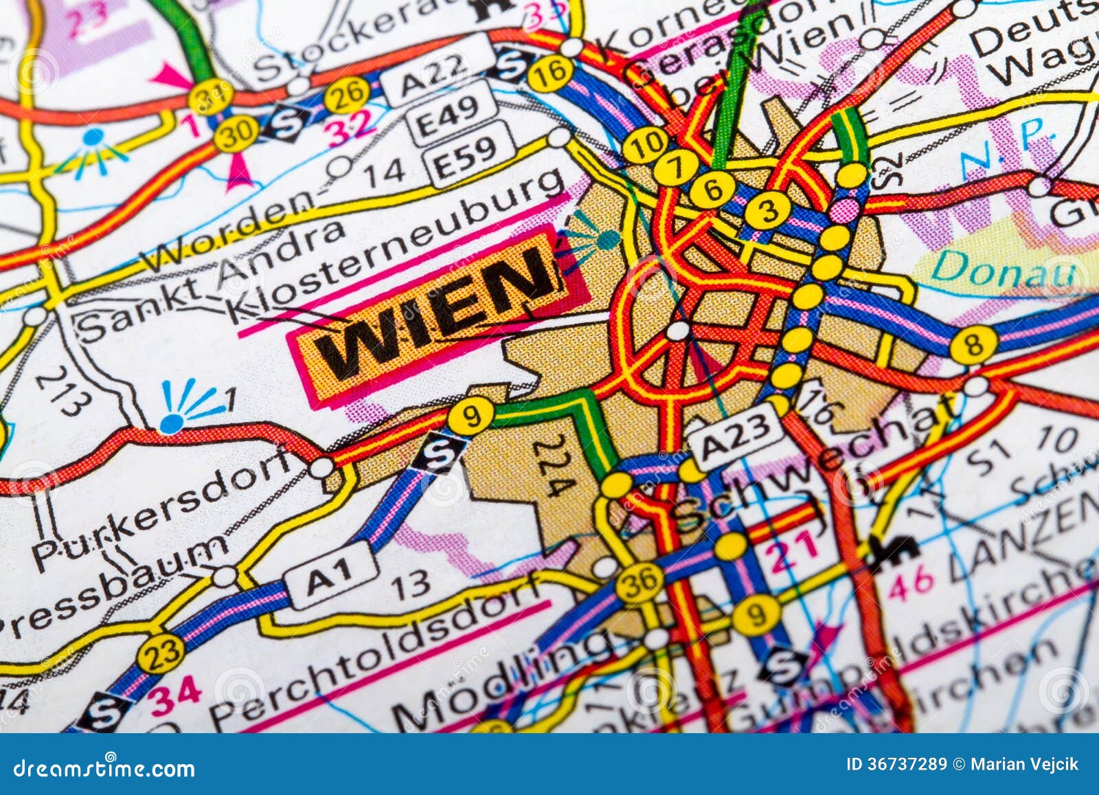 Wien map stock image. Image of travel, orientation, road - 36737289