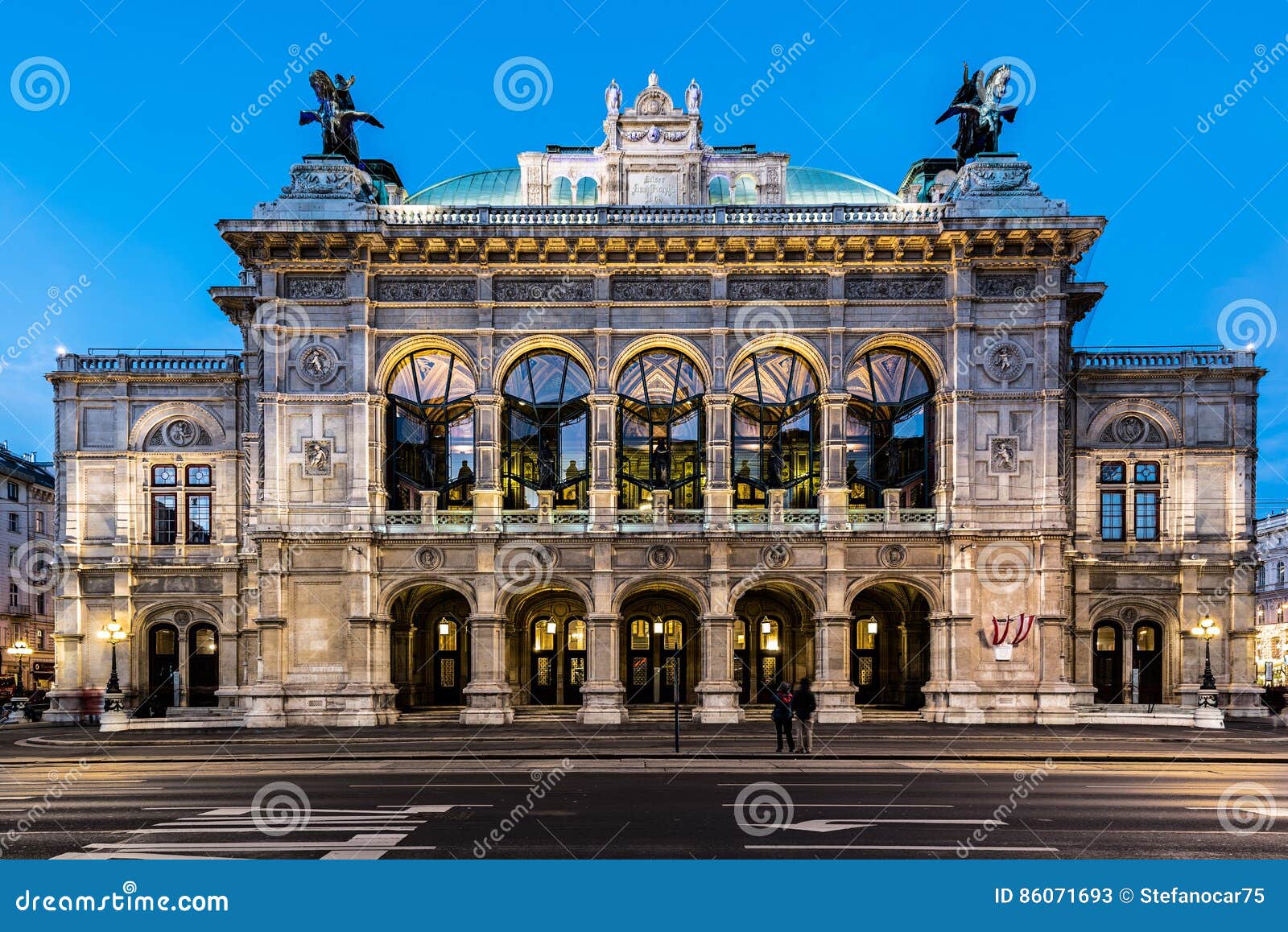 Wien Opera Building Facade at Night Stock Image - Image of exterior ...