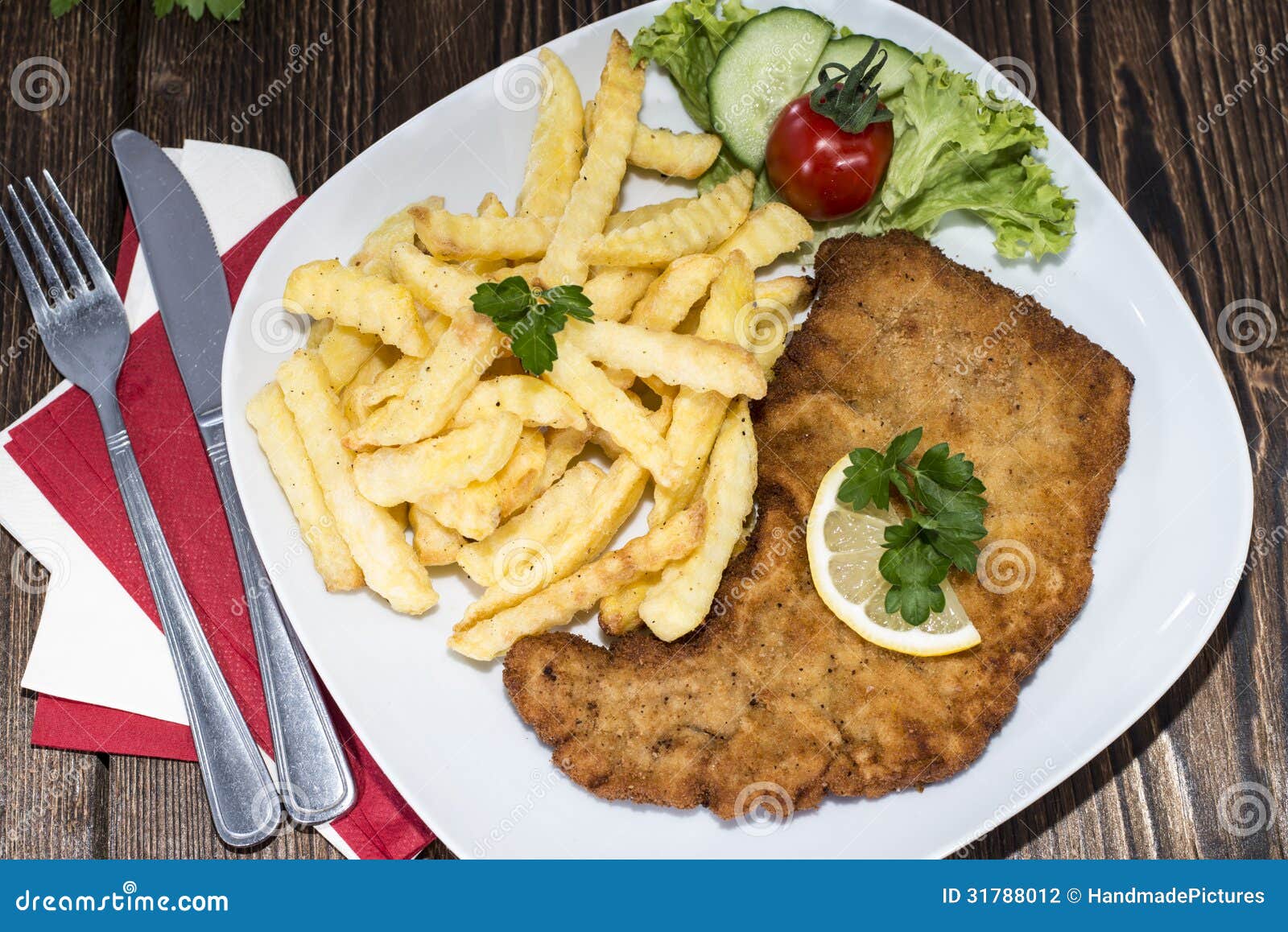 Wiener Schnitzel with Chips Stock Photo - Image of crispy, steak: 31788012
